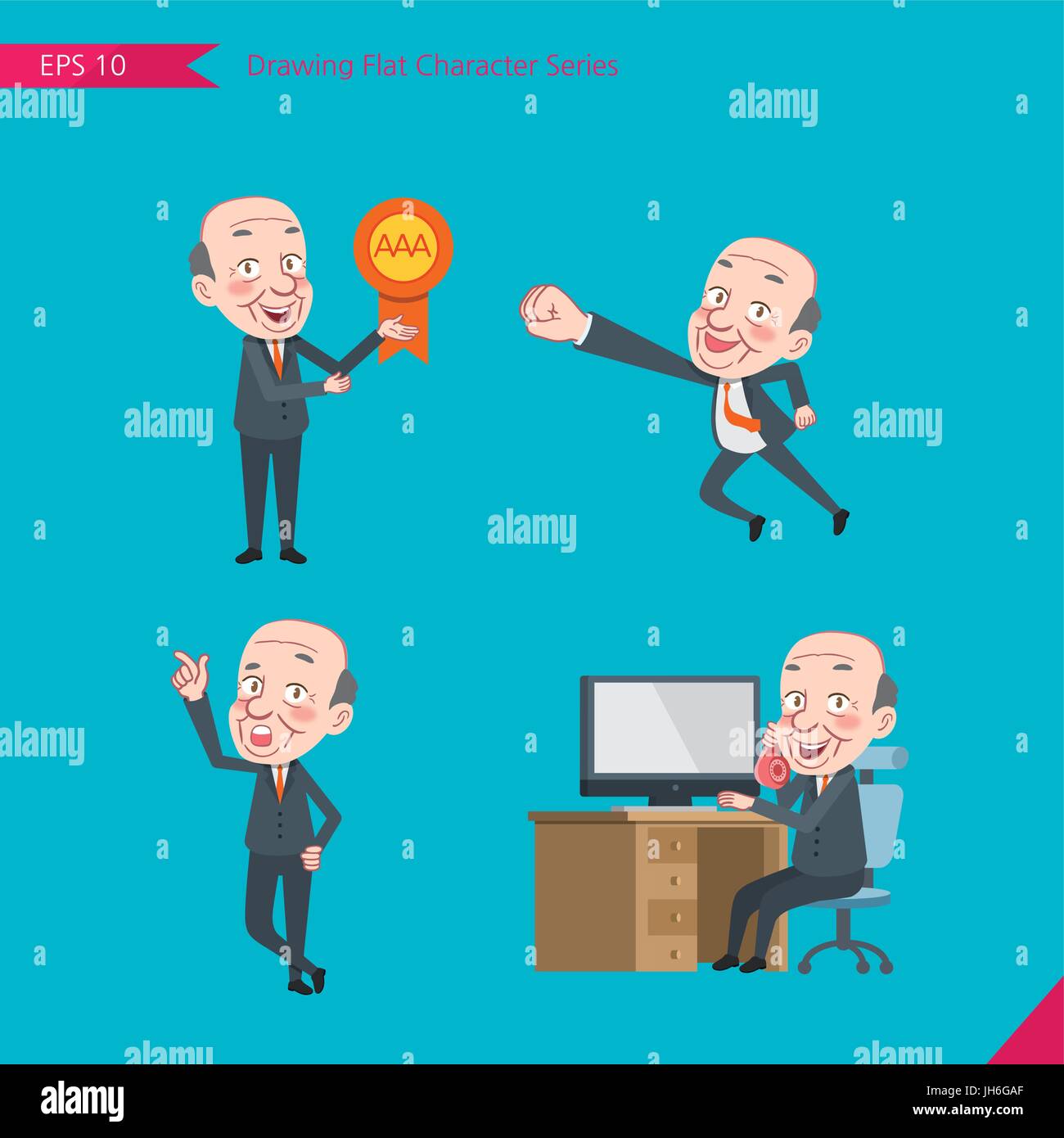 Set of drawing flat character style, business concept ceo activities ...