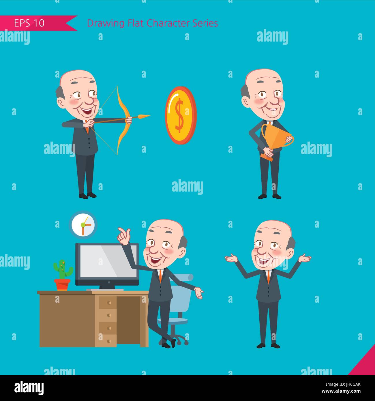 Set of drawing flat character style, business concept ceo activities ...