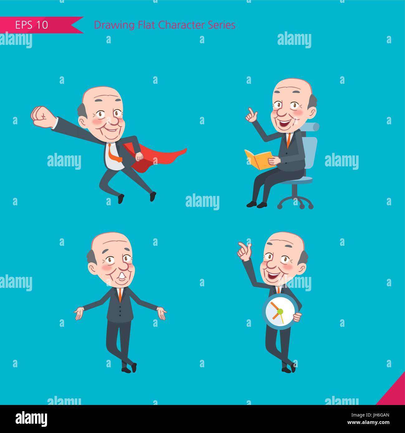 Set of drawing flat character style, business concept ceo activities ...