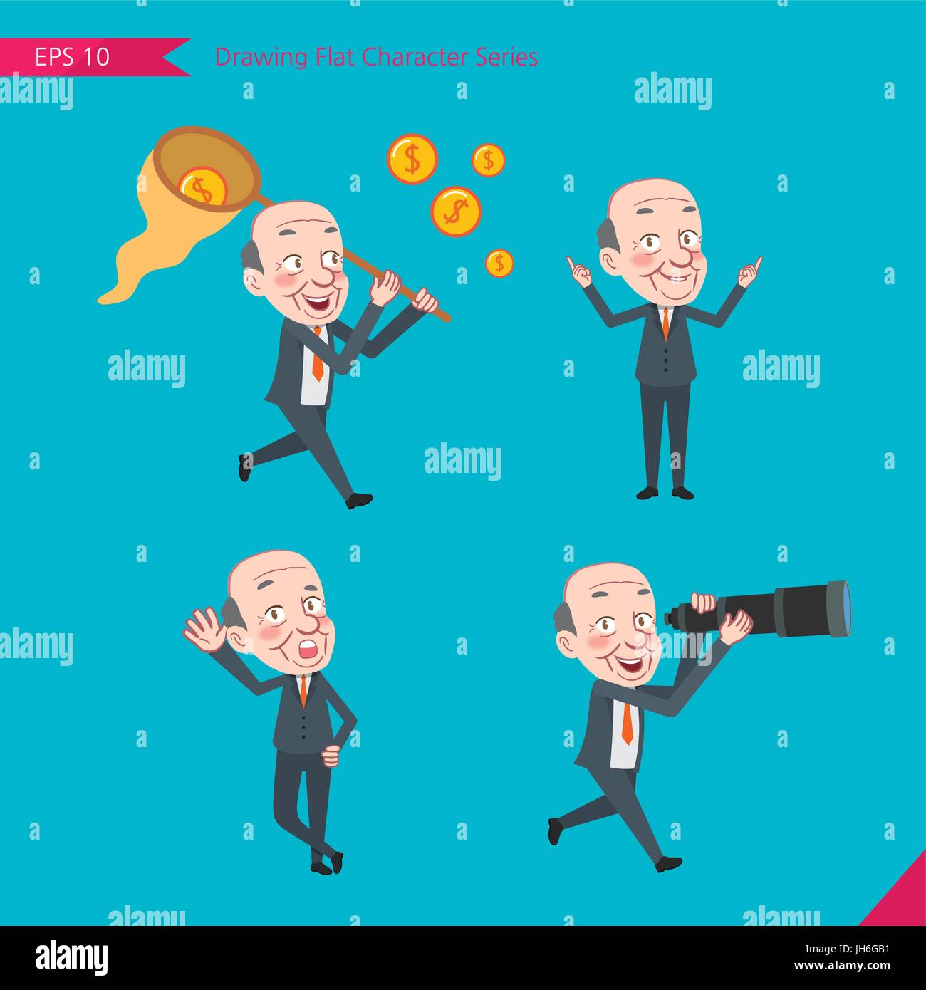 Set of drawing flat character style, business concept ceo activities ...