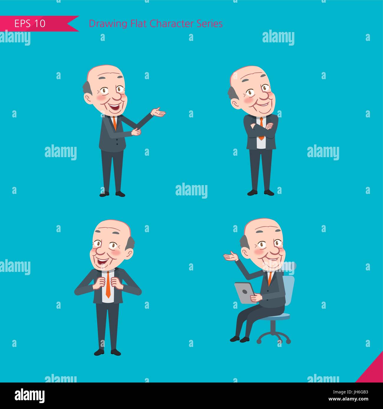 Set of drawing flat character style, business concept ceo activities ...