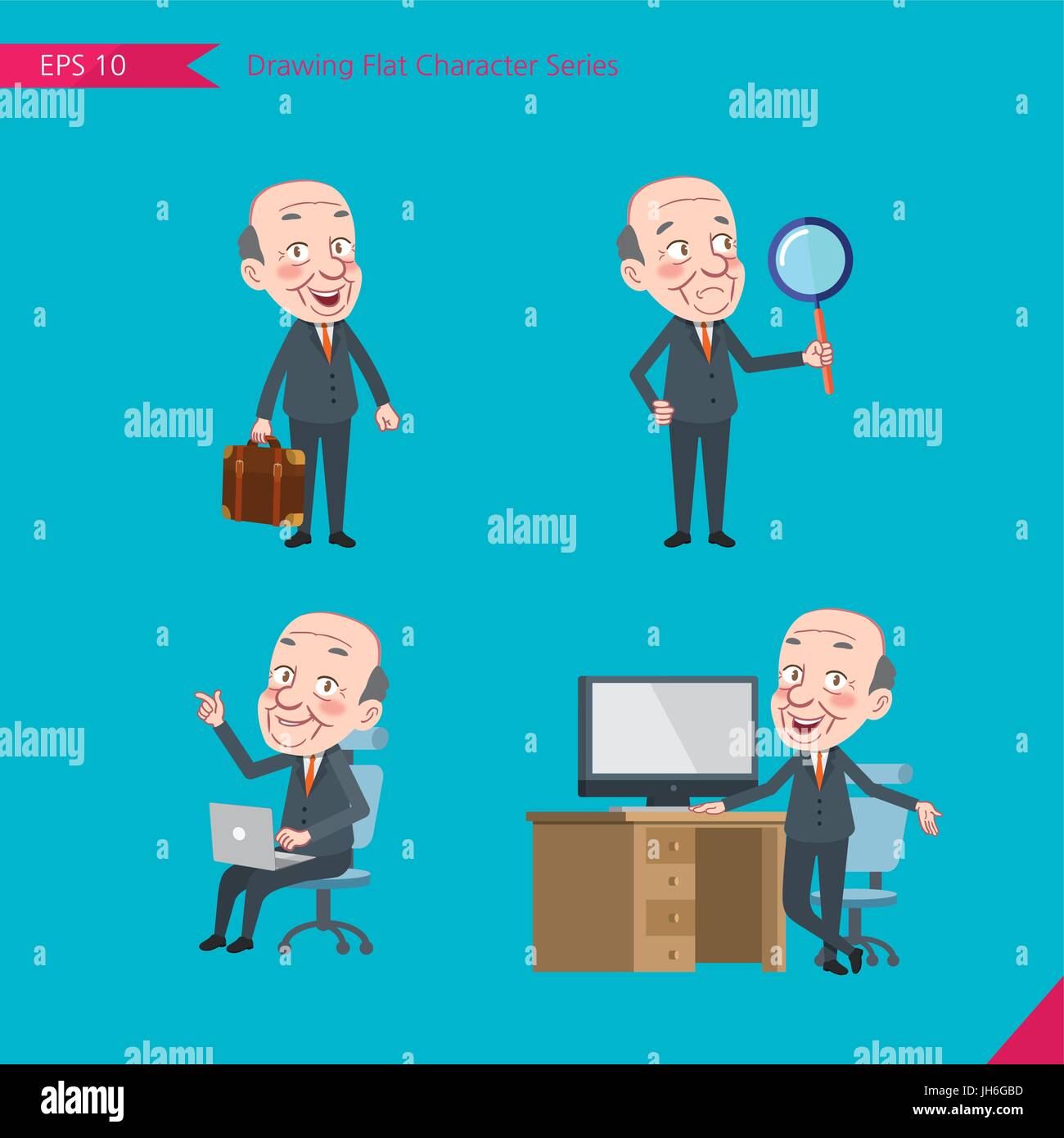Set of drawing flat character style, business concept ceo activities ...