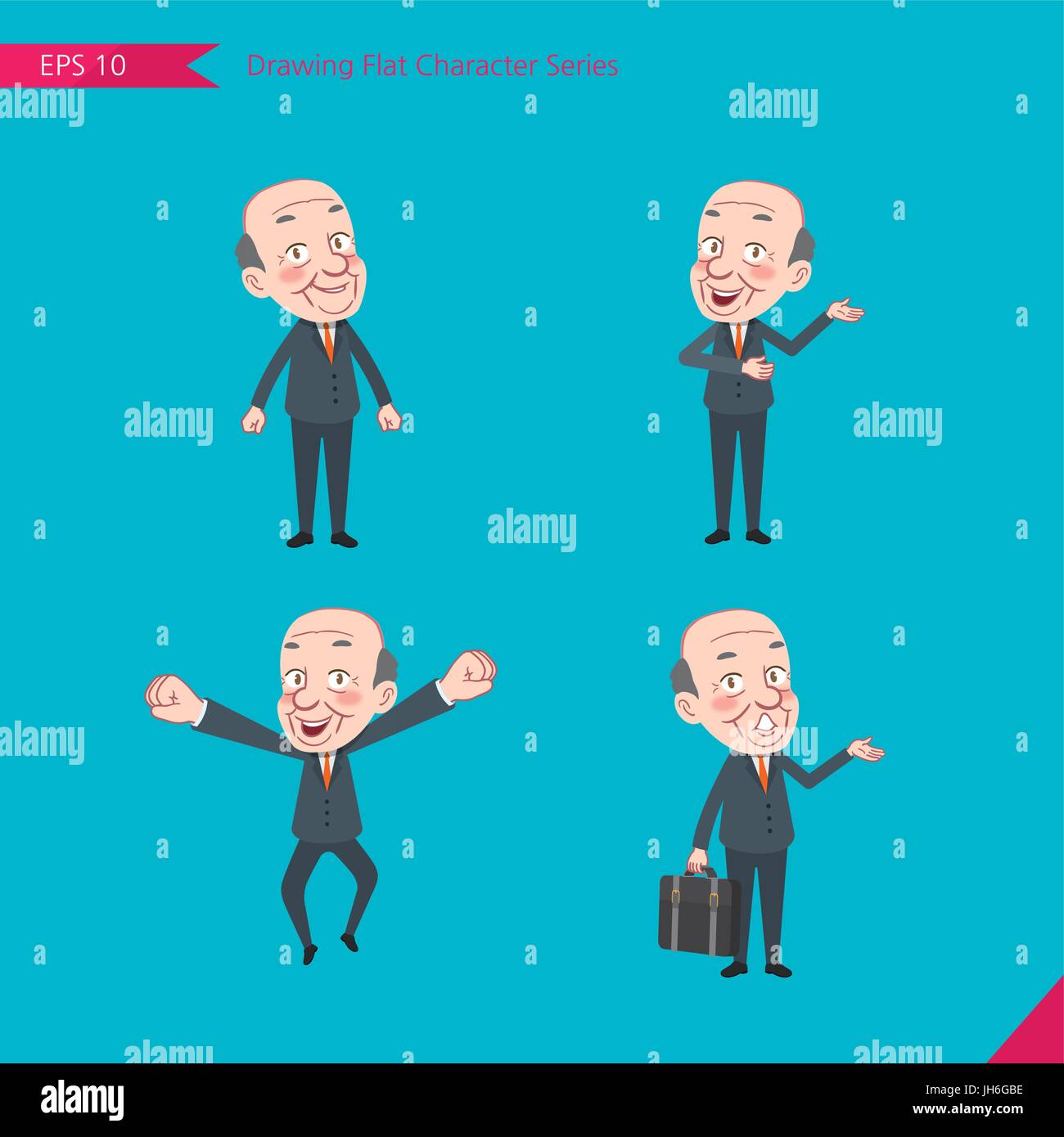 Set of drawing flat character style, business concept ceo activities ...