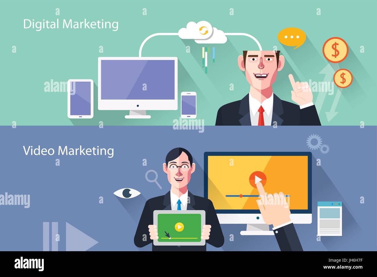 Flat characters of marketing concept illustrations Flat characters of ...