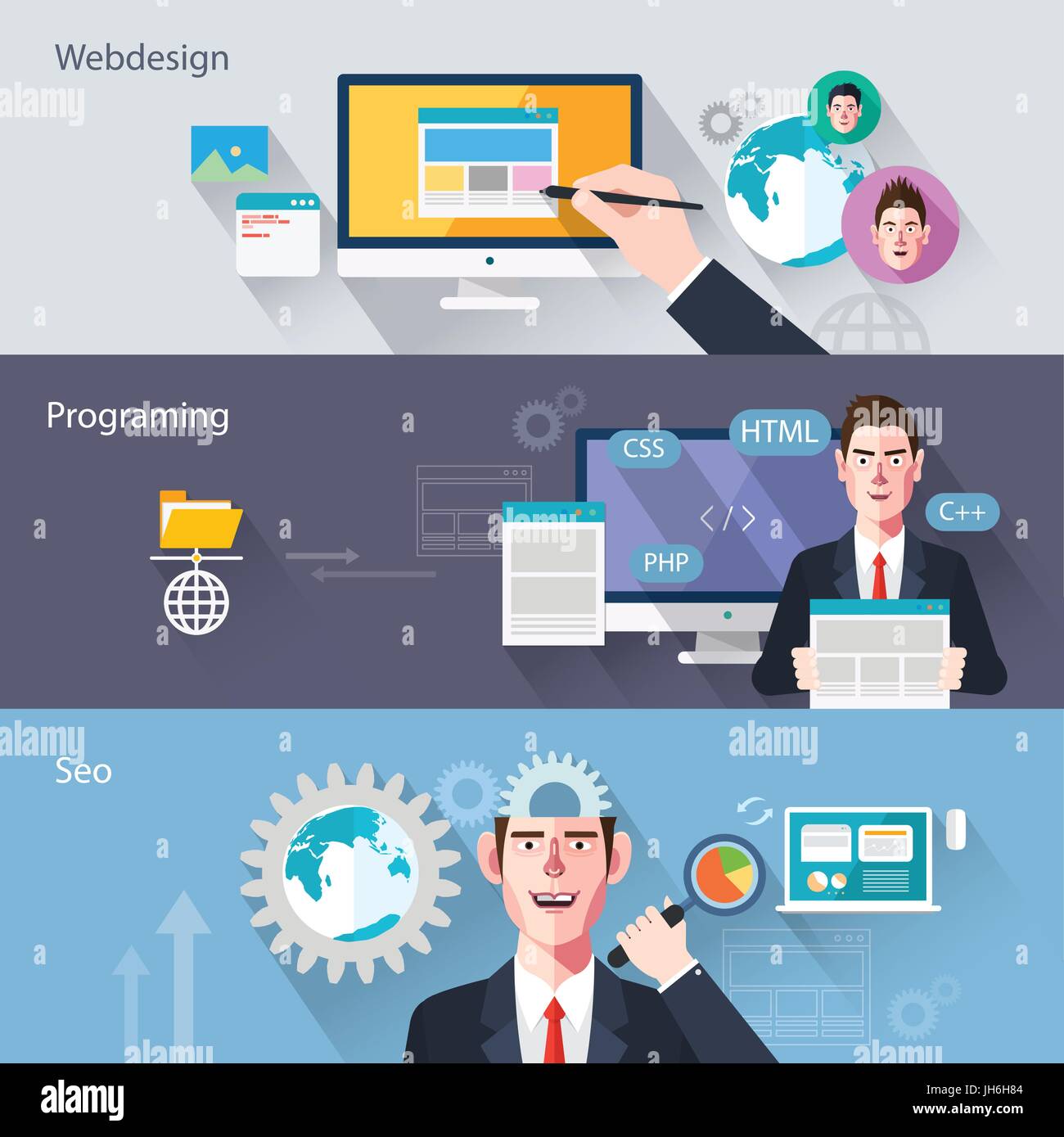 Flat characters of web development concept illustrations Stock Vector ...