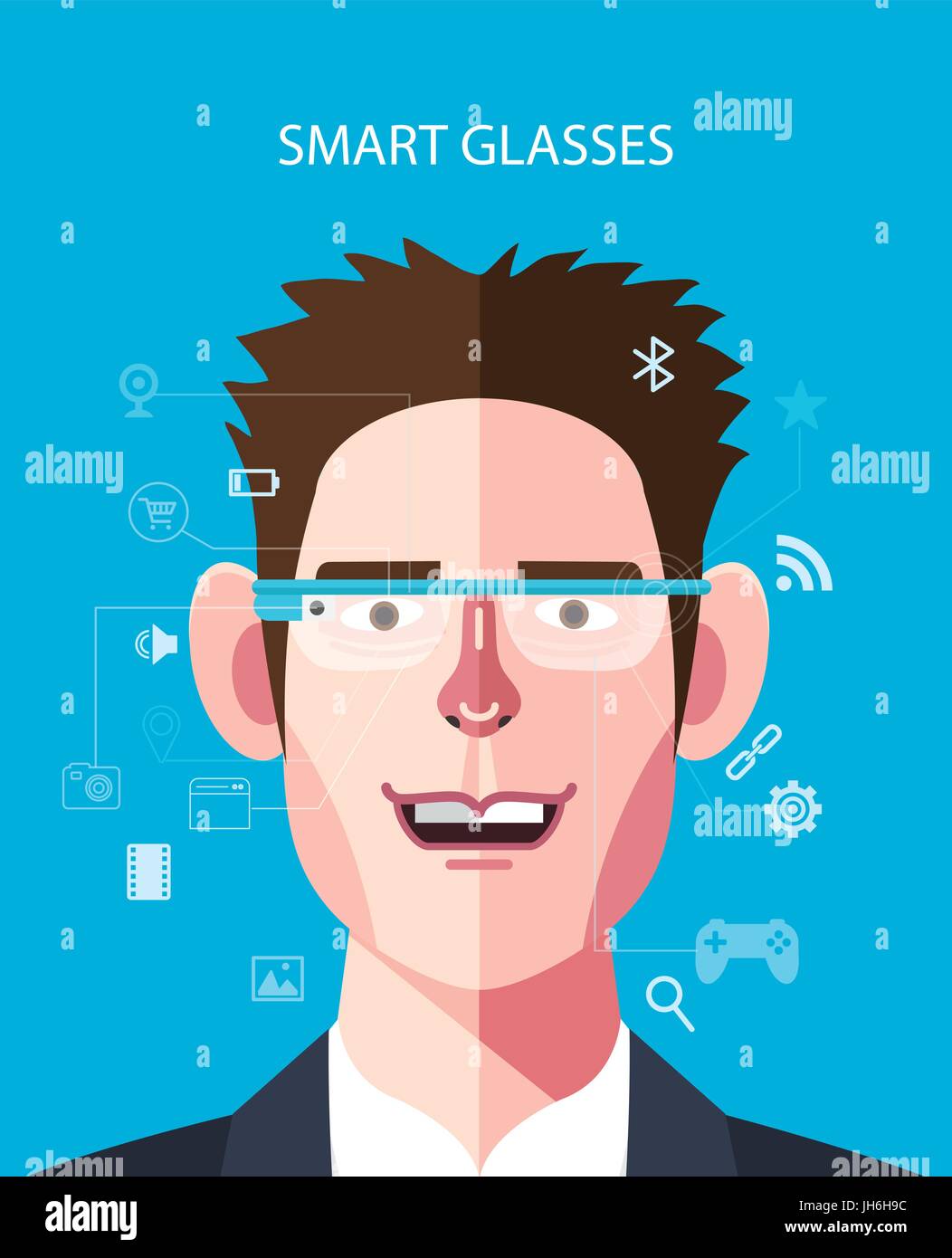 Flat character of smart glasses concept illustrations Stock Vector ...