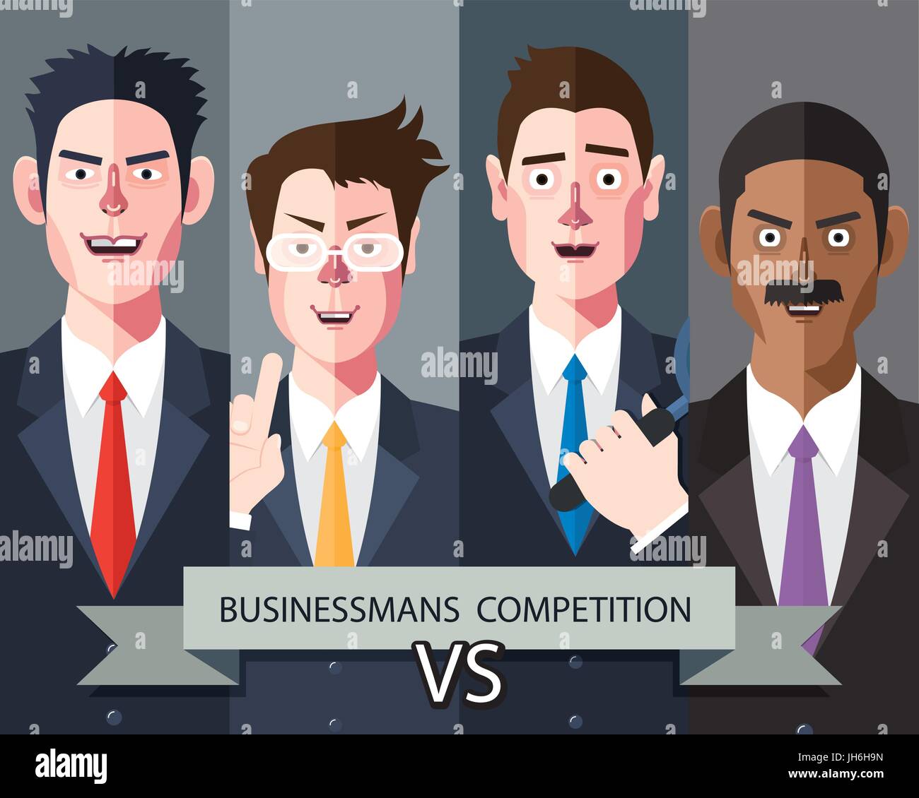 Flat characters of competition people concept illustrations Stock ...