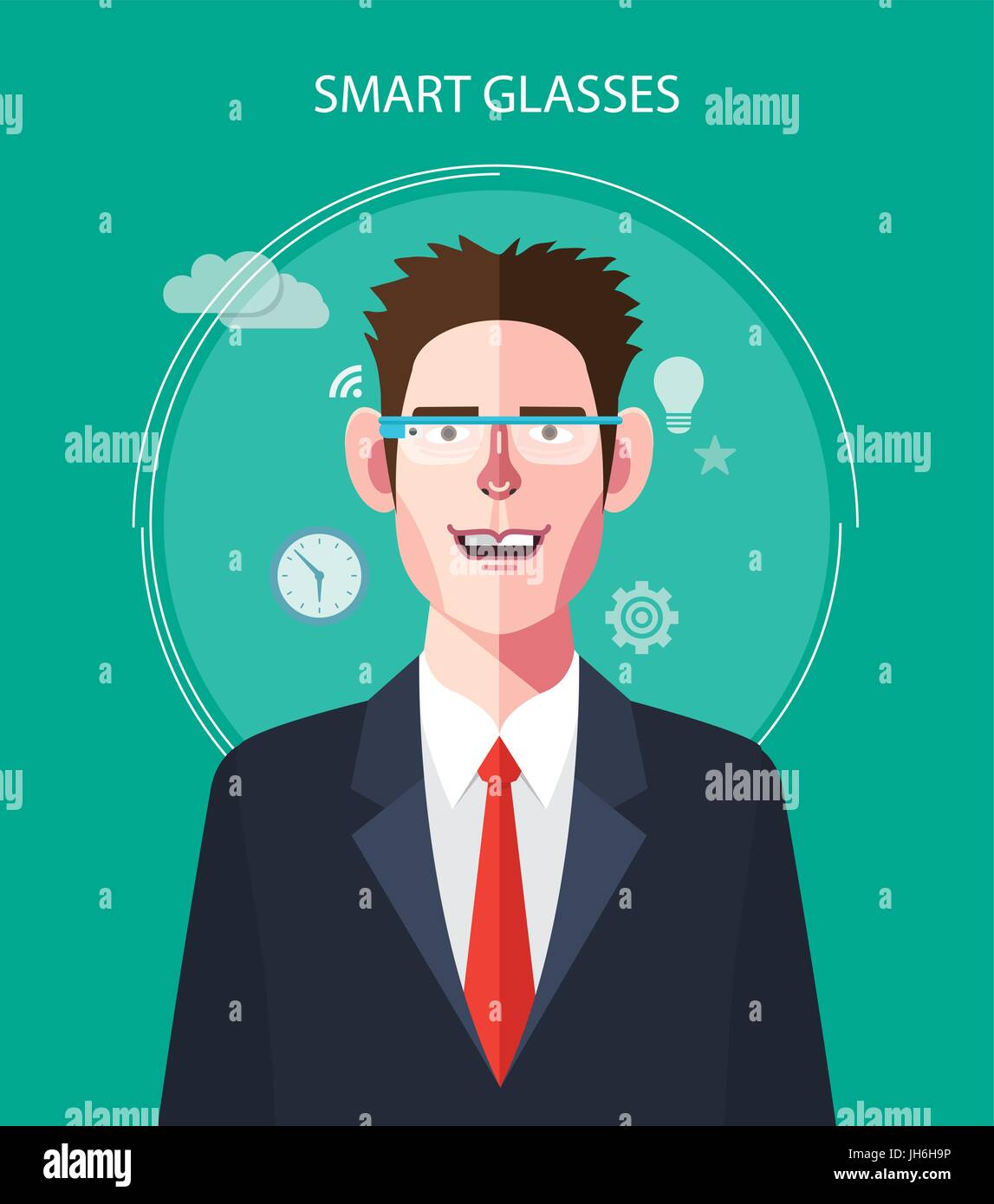 Flat character of smart glasses concept illustrations Stock Vector ...