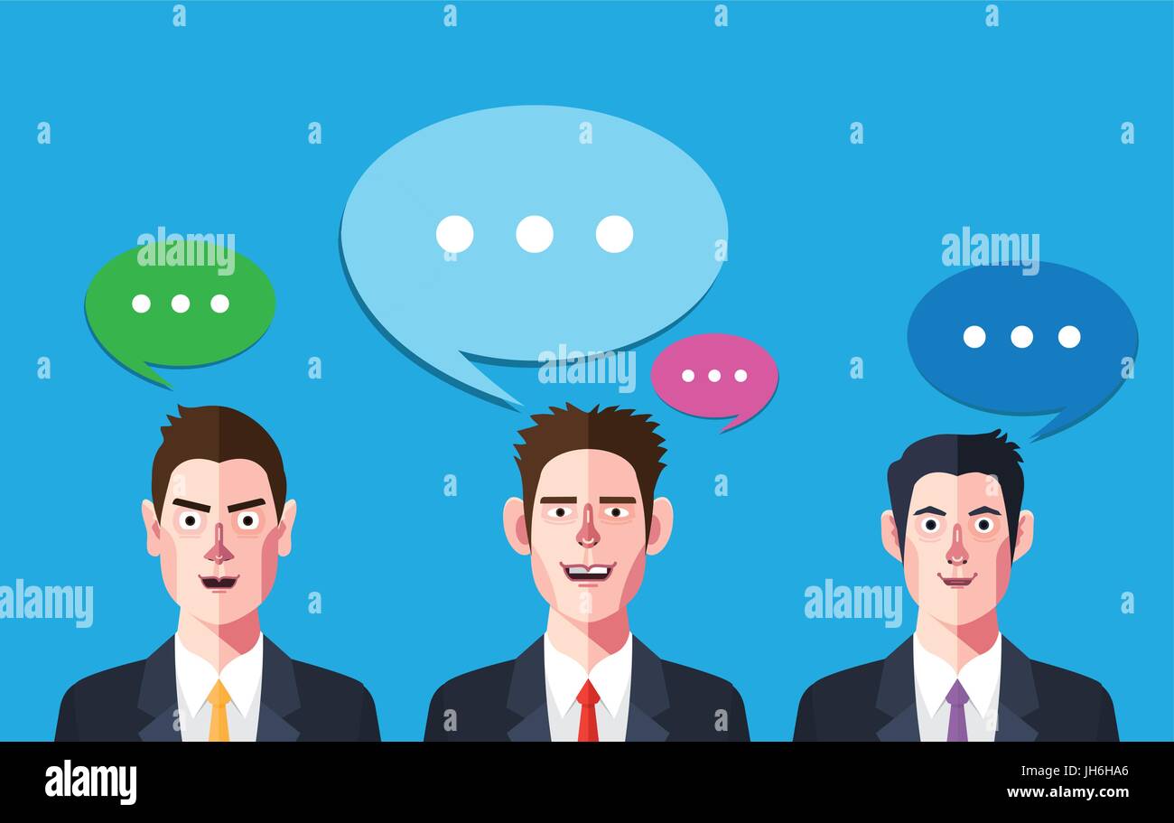 Flat characters of talking businessman concept illustrations Stock ...