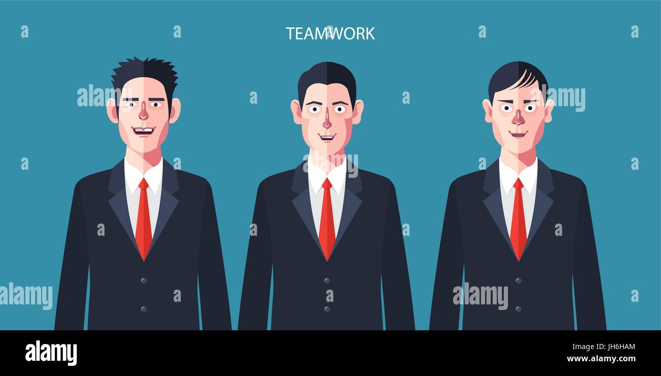 Flat characters of teamwork concept illustrations Stock Vector Image ...
