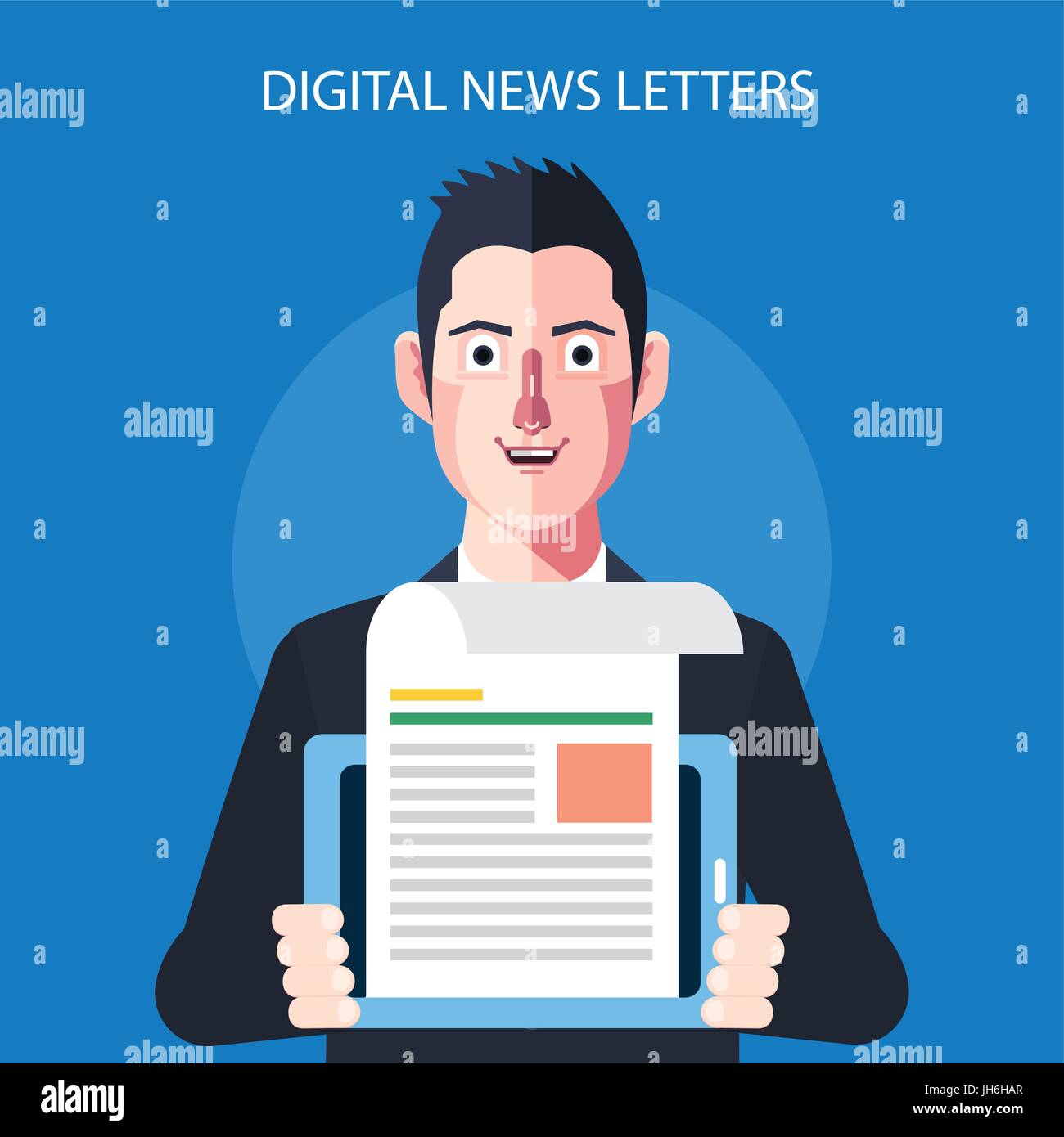 Flat character of digital news letters concept illustrations Stock ...
