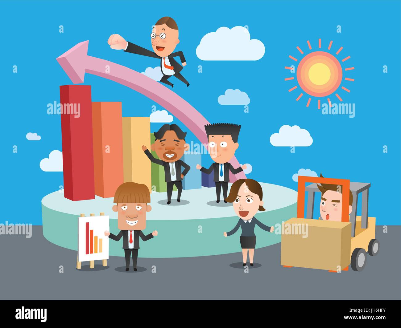 Business corporation team graph concept flat character Stock Vector ...