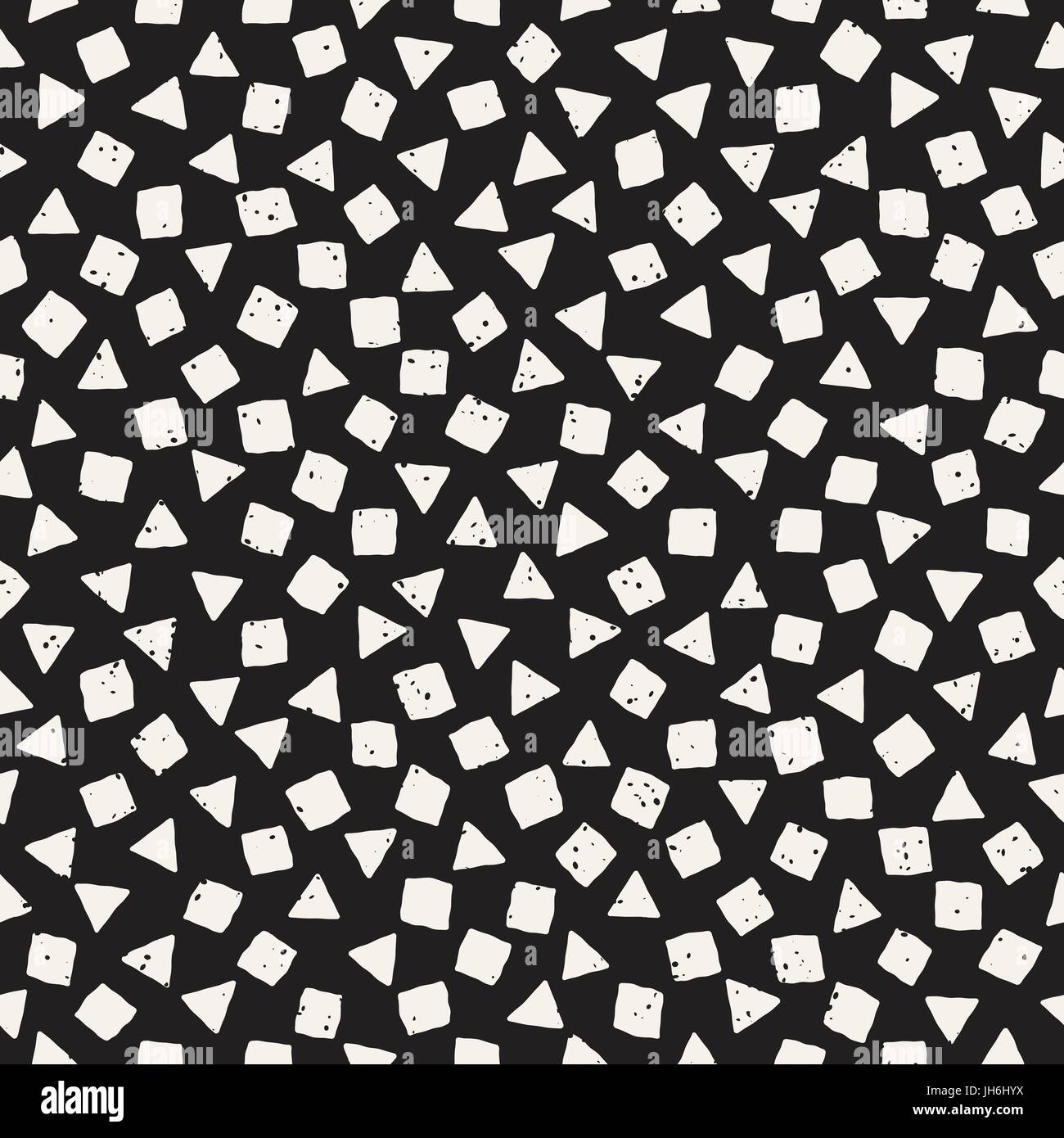 Hand drawn black and white ink abstract seamless pattern. Vector ...