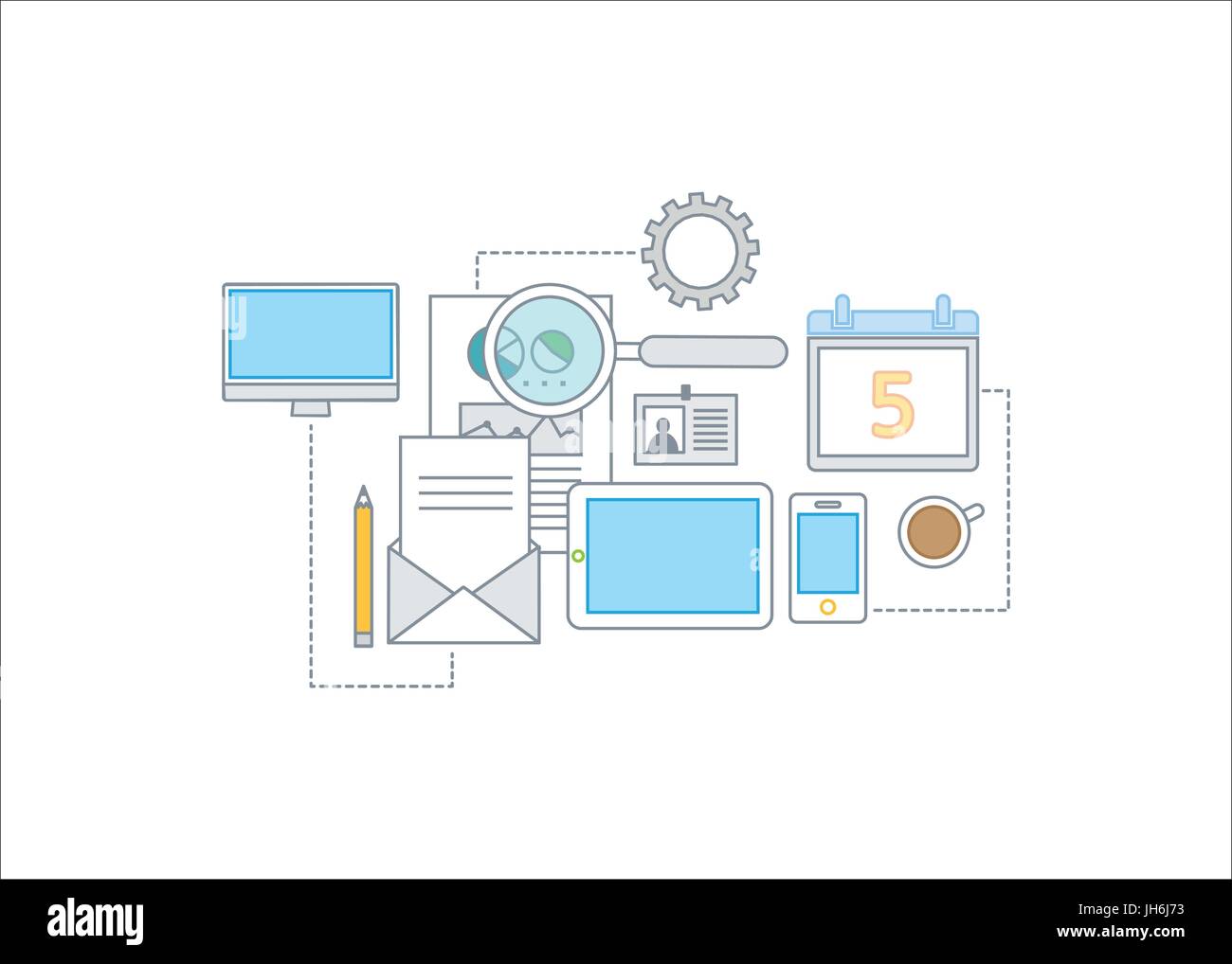 Simple line illustration of a modern business concept set Stock Vector ...