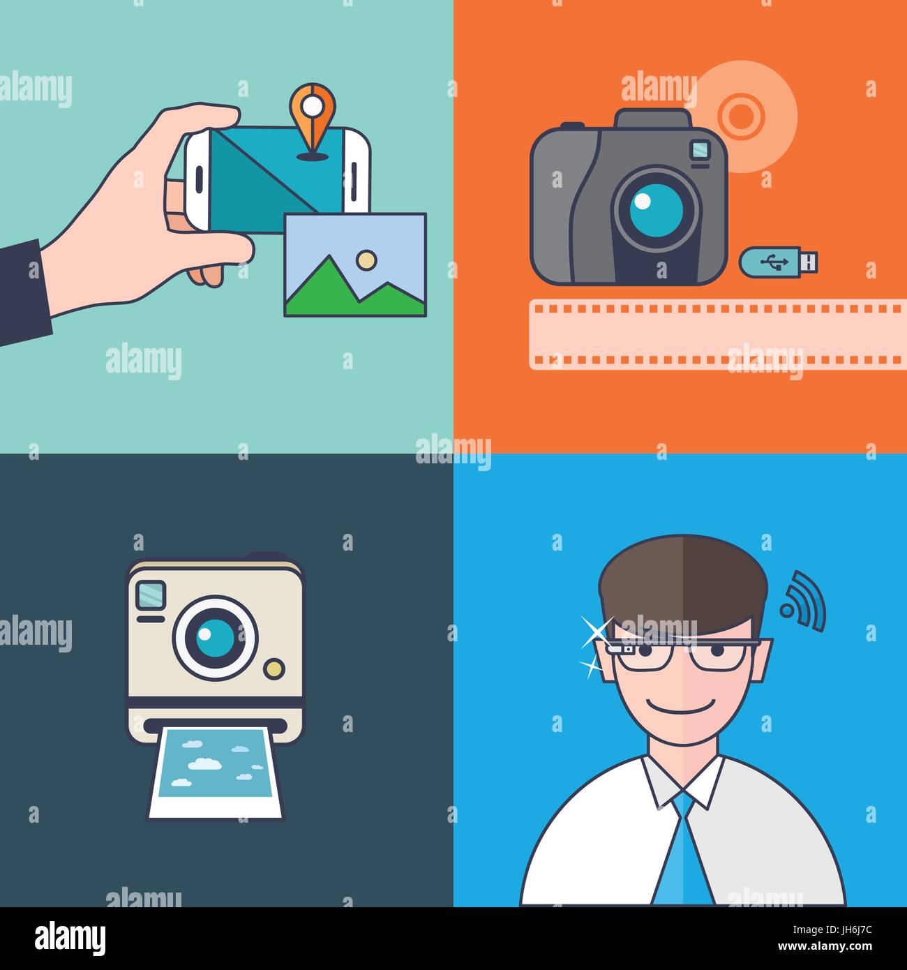 Set of vector camera concept design flat line Stock Vector Image & Art ...