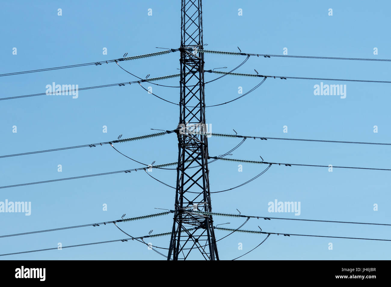 Electricity pylon with cables Stock Photo - Alamy