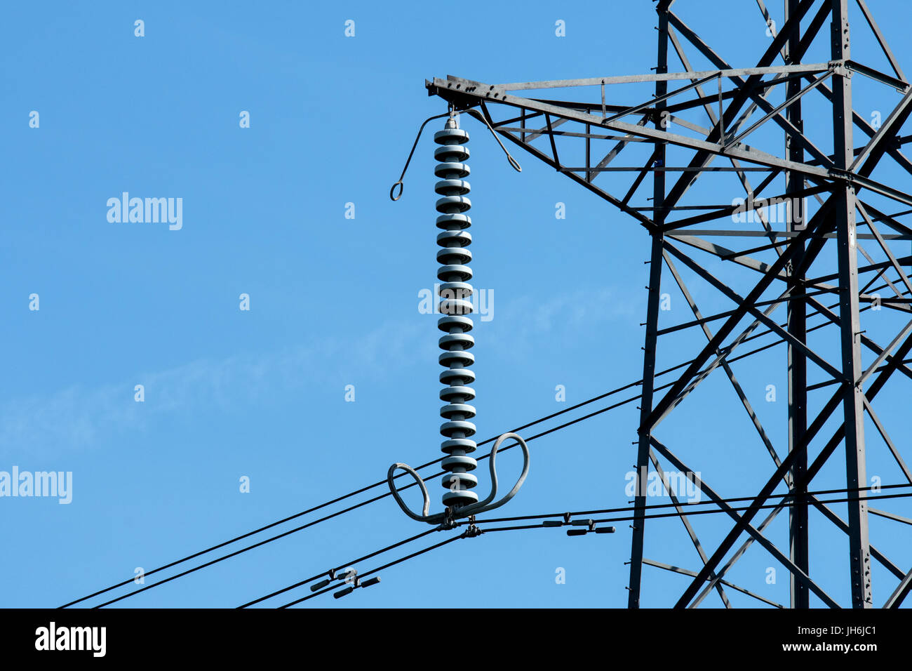 Insulator on high voltage cables Stock Photo - Alamy