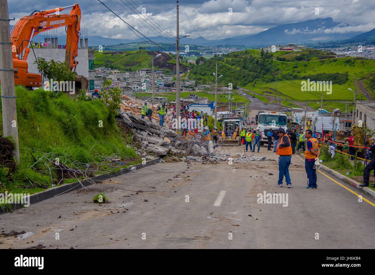 Quito, Ecuador - April,17, 2016: Crowd of people looking the house ...