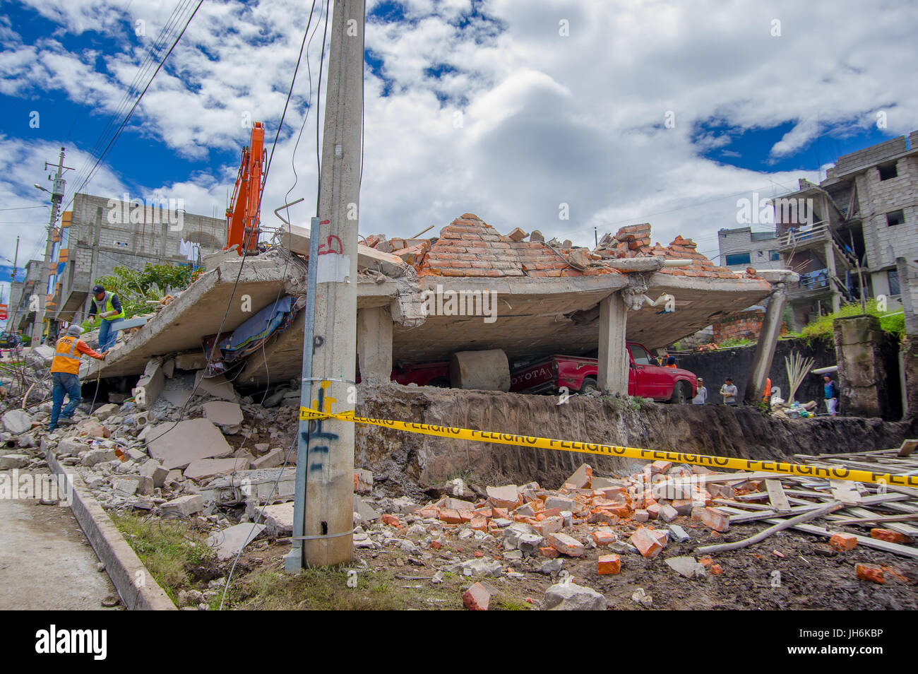 Quito, Ecuador - April,17, 2016: Unidentified group of people looking ...