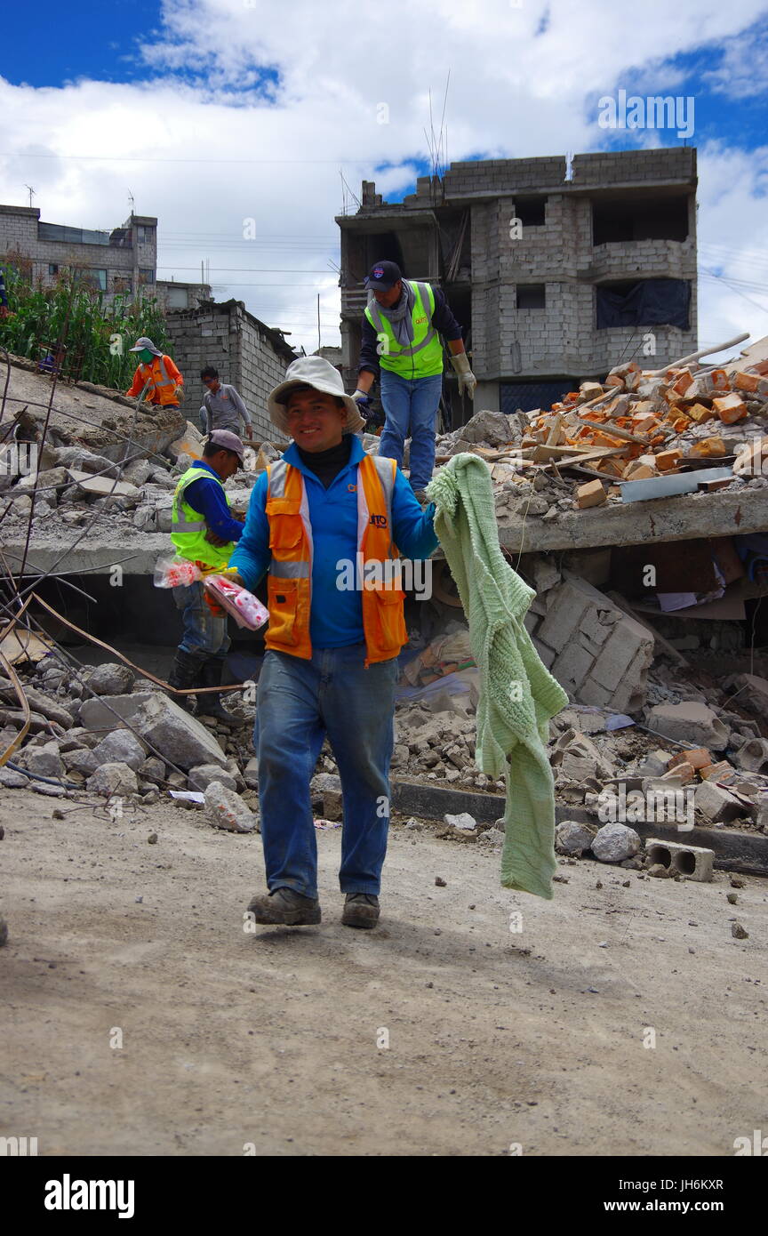 Quito, Ecuador - April,17, 2016: House destroyed by Earthquake with ...