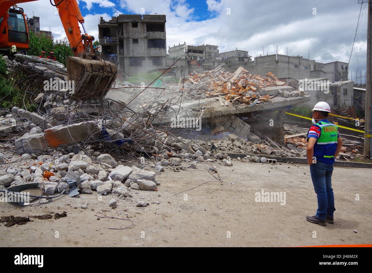Quito, Ecuador - April,17, 2016: House destroyed by Earthquake, and ...