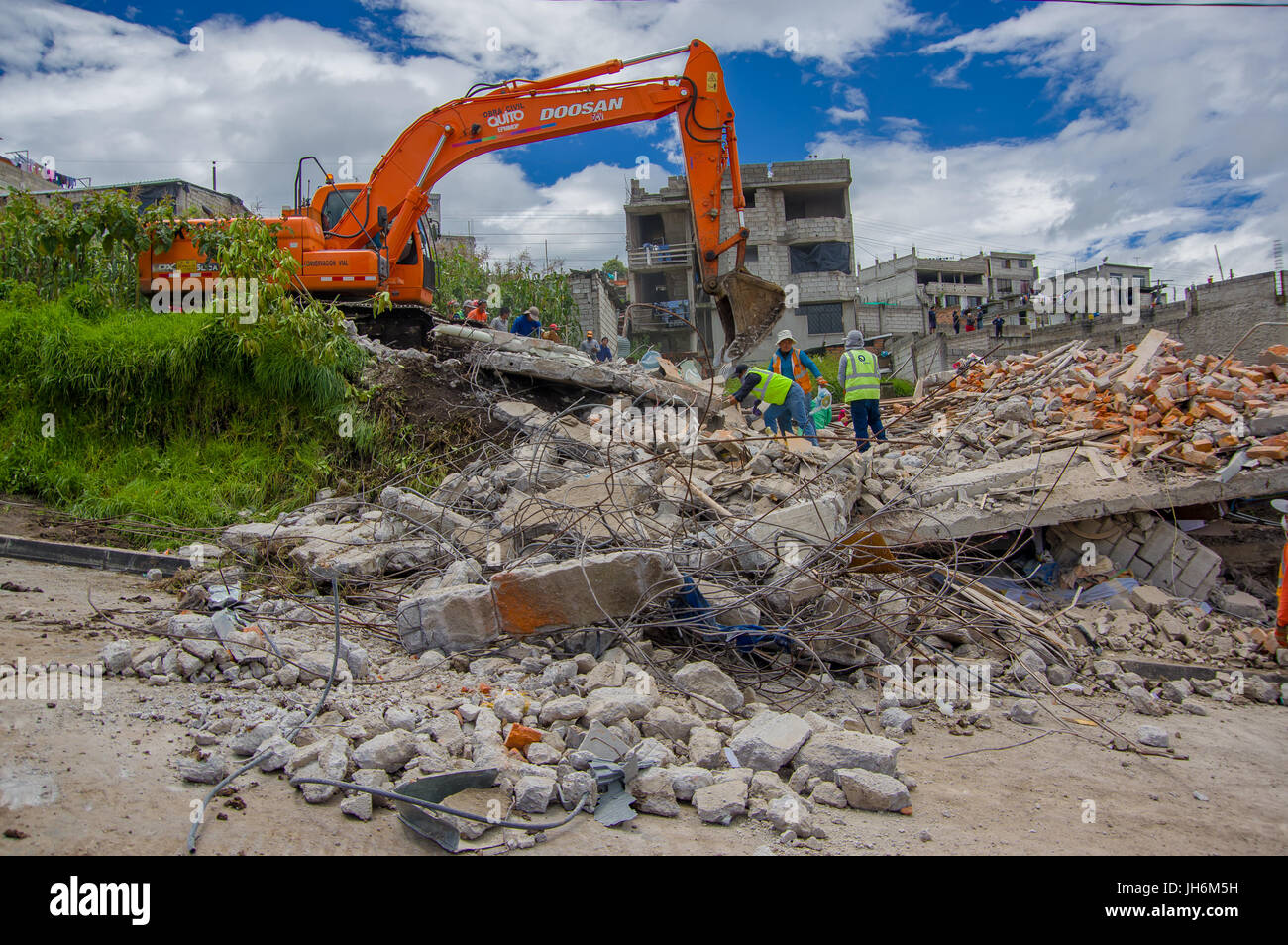 Quito, Ecuador - April,17, 2016: House destroyed by Earthquake, and ...