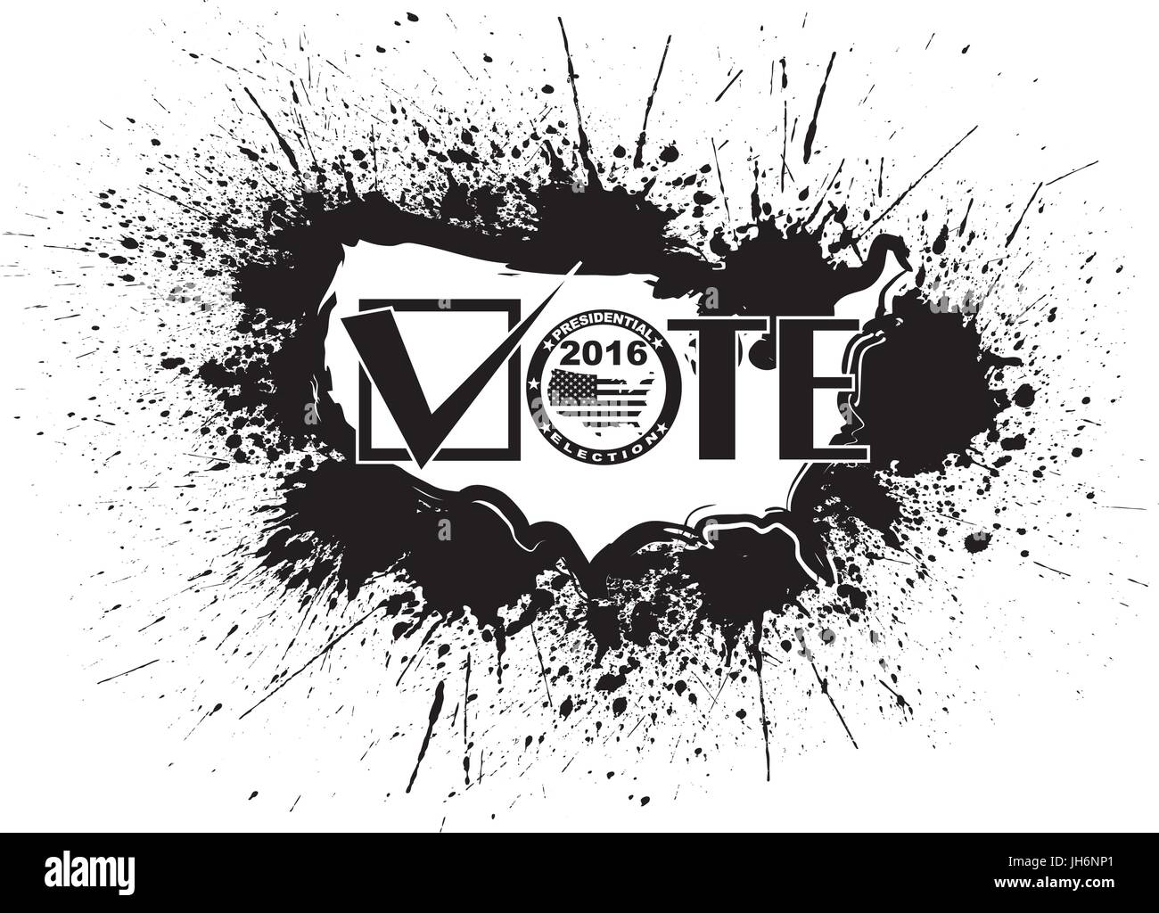 Vote 2016 Presidential Election USA Map Outline Grunge Ink Paint ...