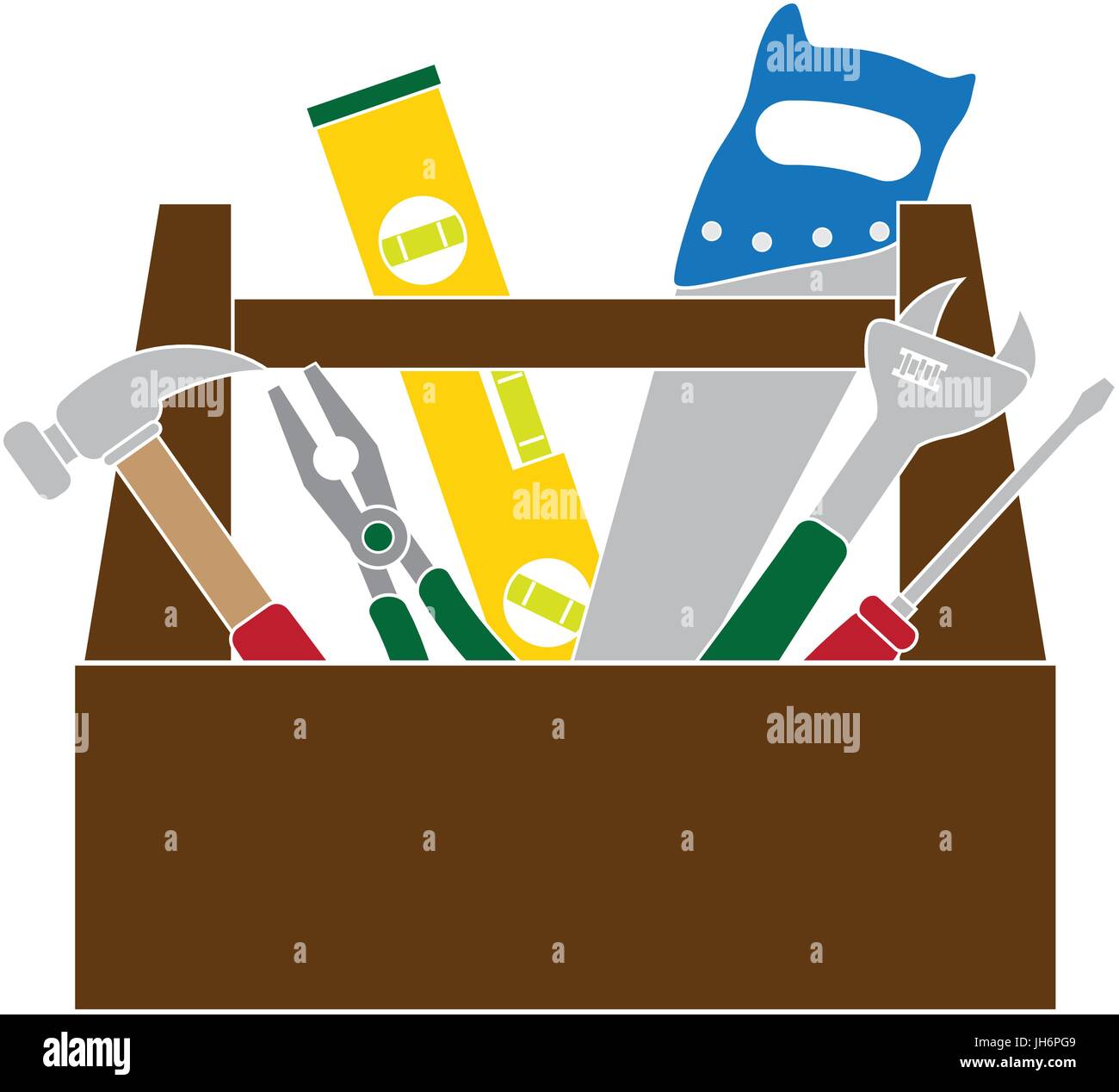 Construction Carpentry Tools Hammer Level Wrench Pliers Wood Saw Screw ...