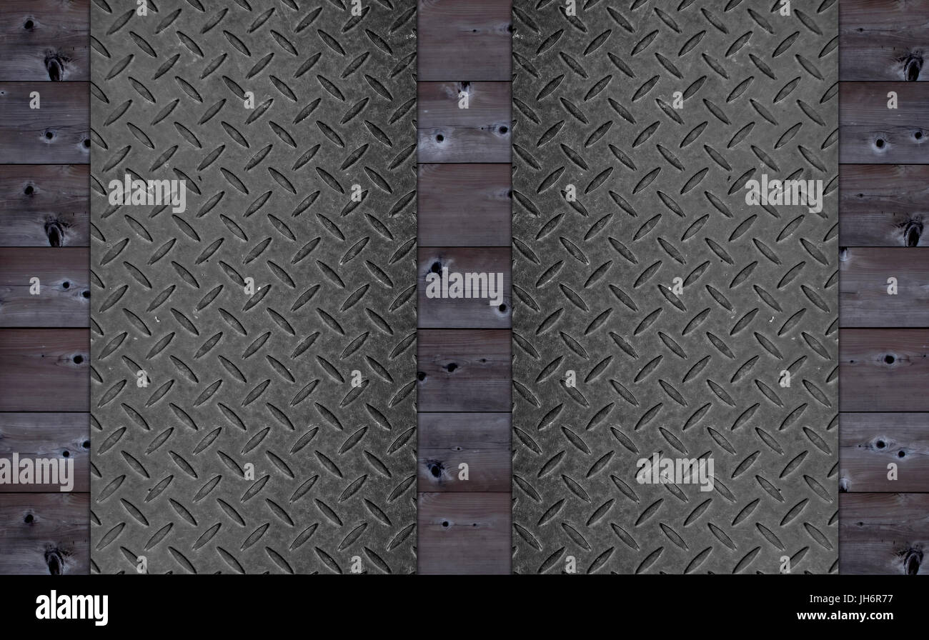 diamond iron plate texture and wood background Stock Photo - Alamy