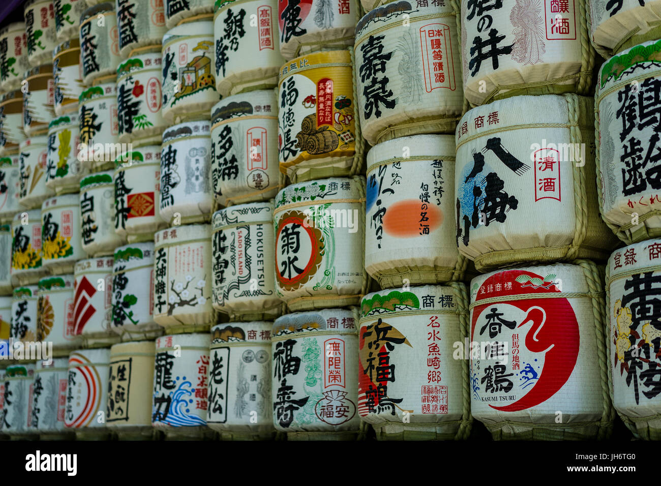 sake barrels in tokyo Stock Photo - Alamy