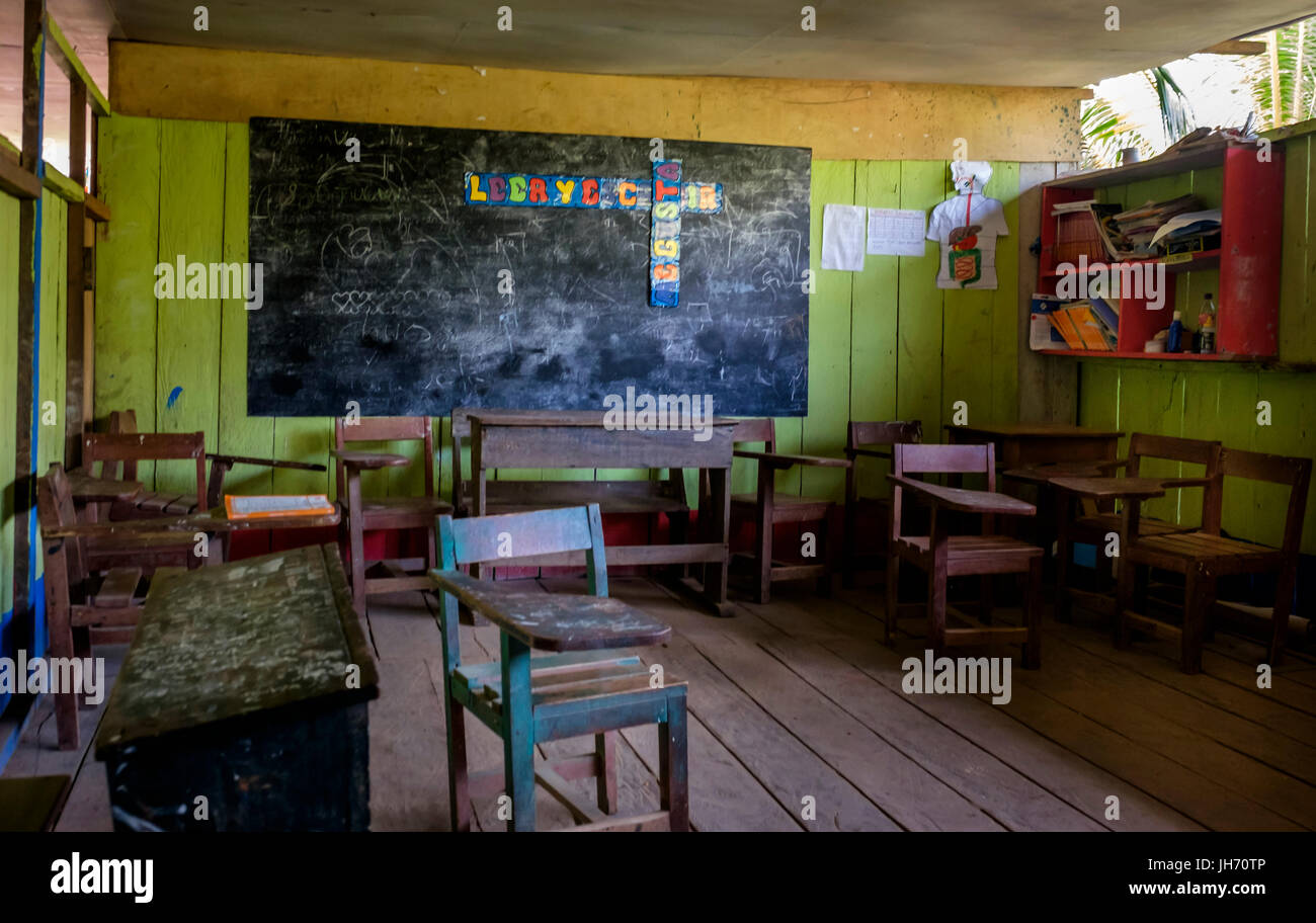 LORETO, PERU - CIRCA OCTOBER 2015: Classroom in the Village of Puerto ...