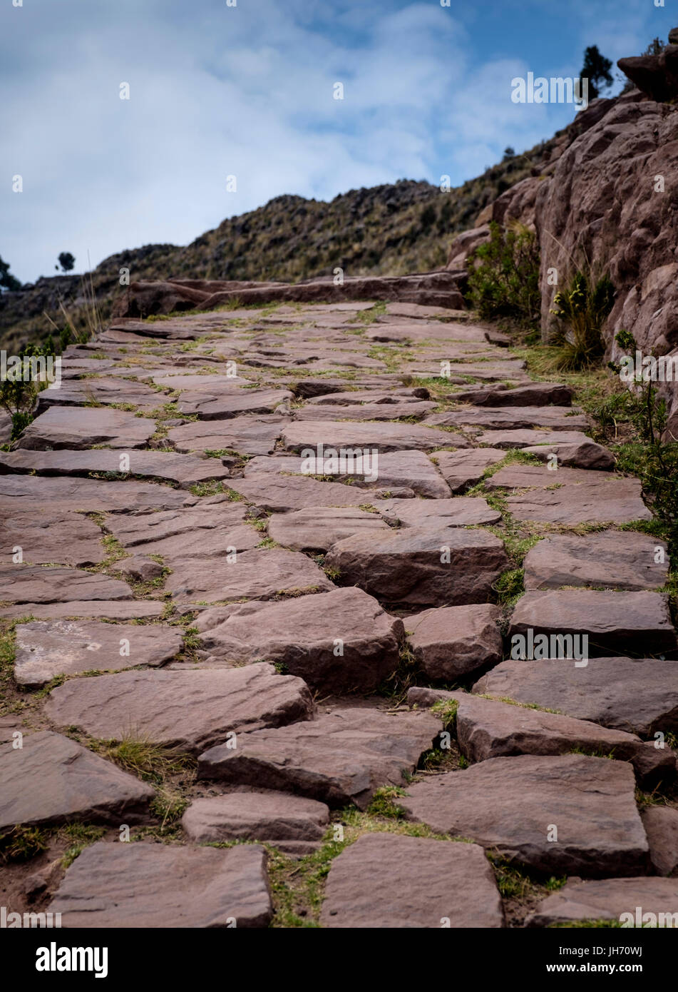 TAQUILE, PERU - CIRCA OCTOBER 2015: Path in the Island of Taquile in ...