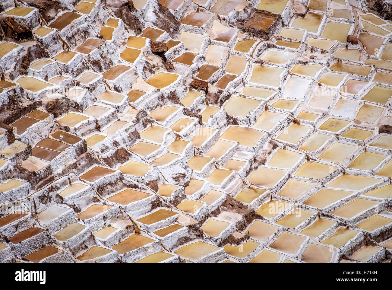 MARAS, PERU - CIRCA OCTOBER 2015: Marasal salt plains near the village ...