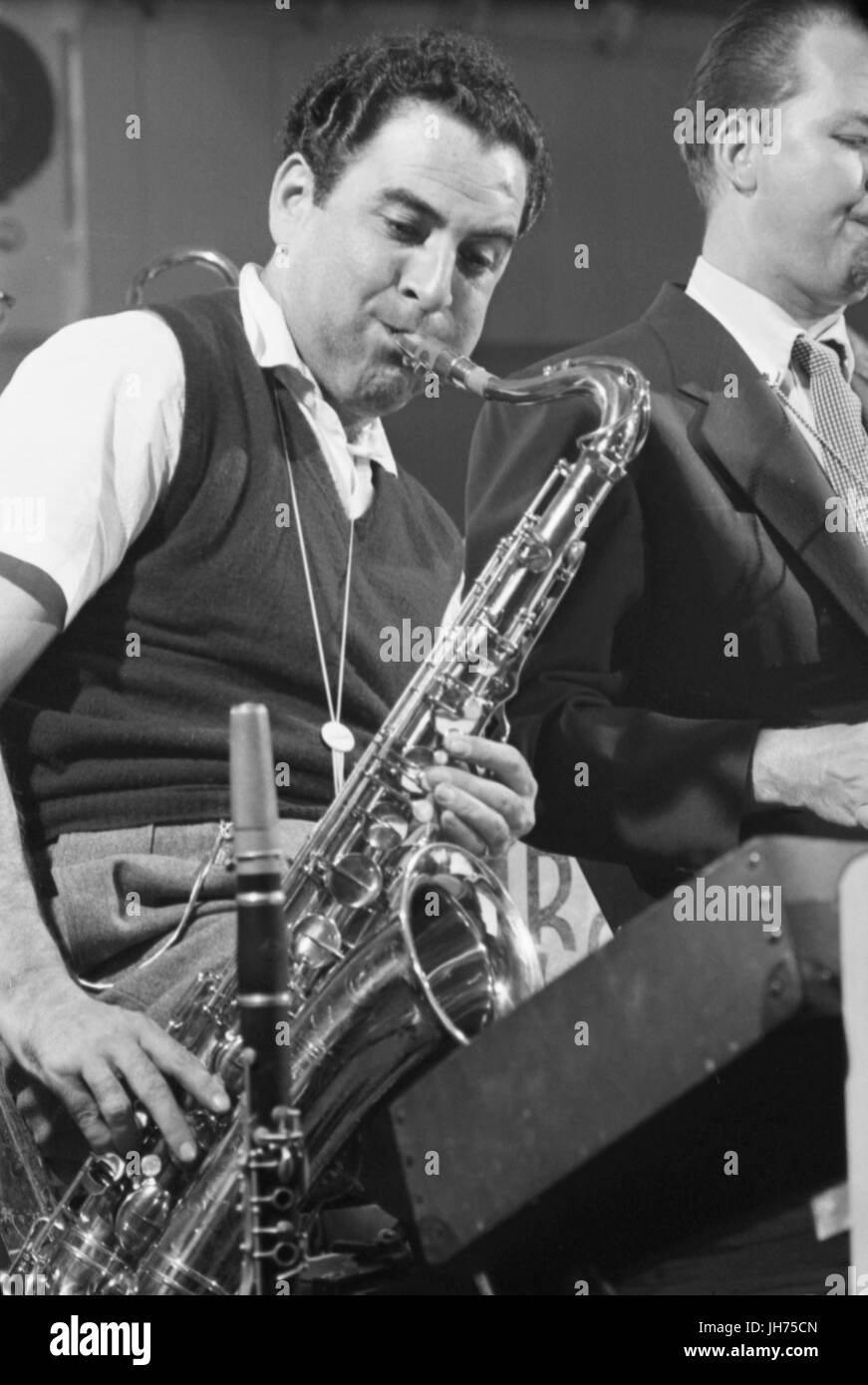 Georgie Auld, rehearsing with Benny Goodman in 1953 Stock Photo - Alamy