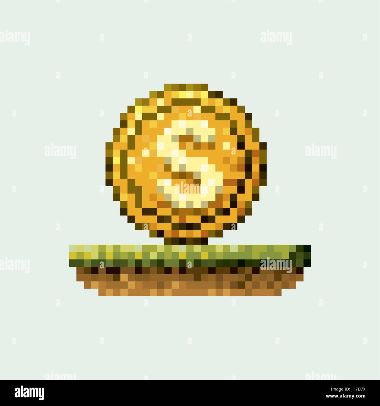 color pixelated coin with symbol in meadow Stock Vector Image & Art - Alamy