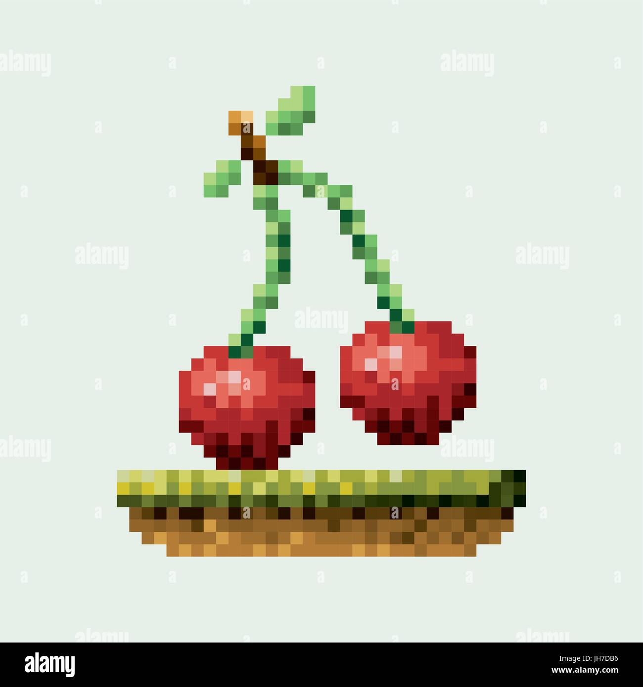 color pixelated cherry fruits in meadow Stock Vector Image & Art - Alamy