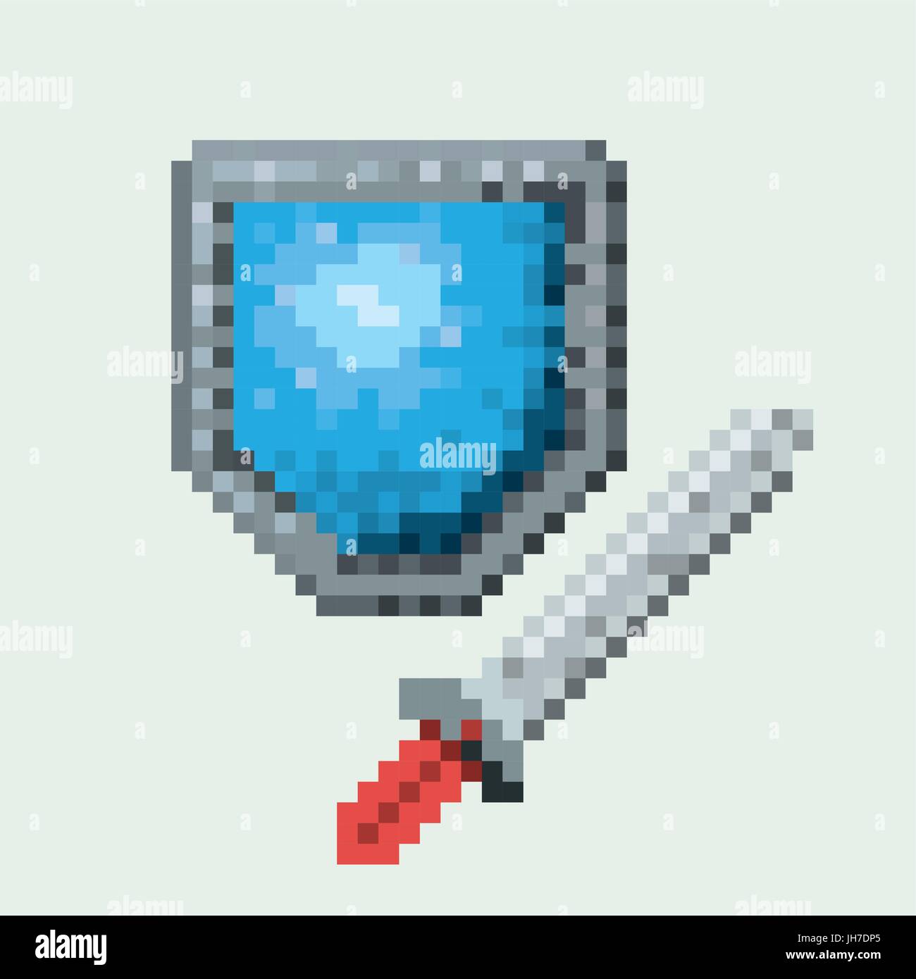 color pixelated set of shield and sword Stock Vector Image & Art - Alamy