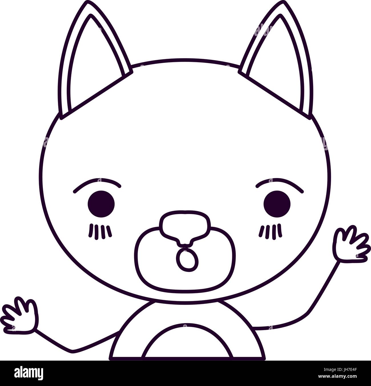 sketch silhouette caricature half body of cute cat surprised expression ...