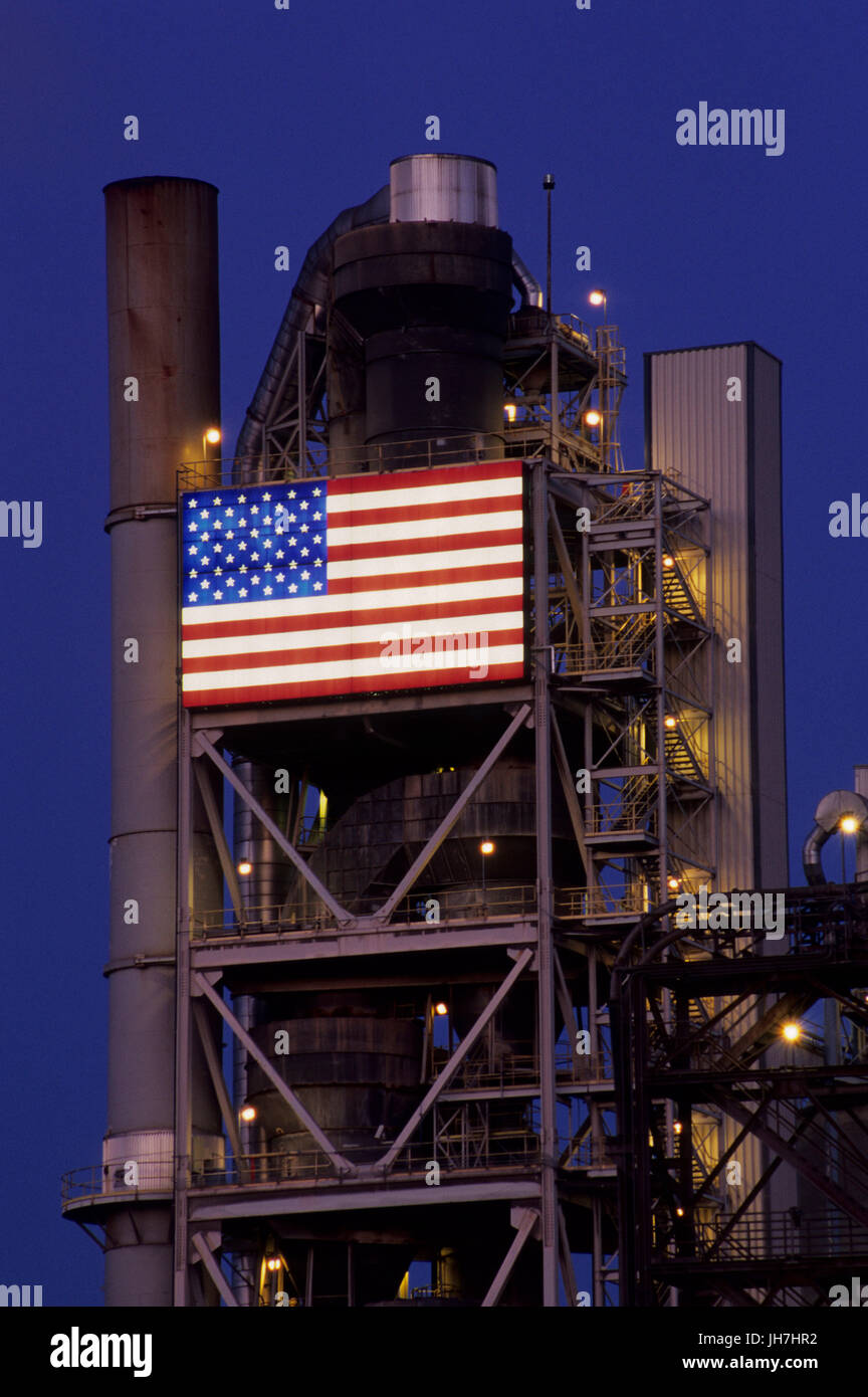 American flag display, Ash Grove Cement Co, Seattle, Washington Stock ...