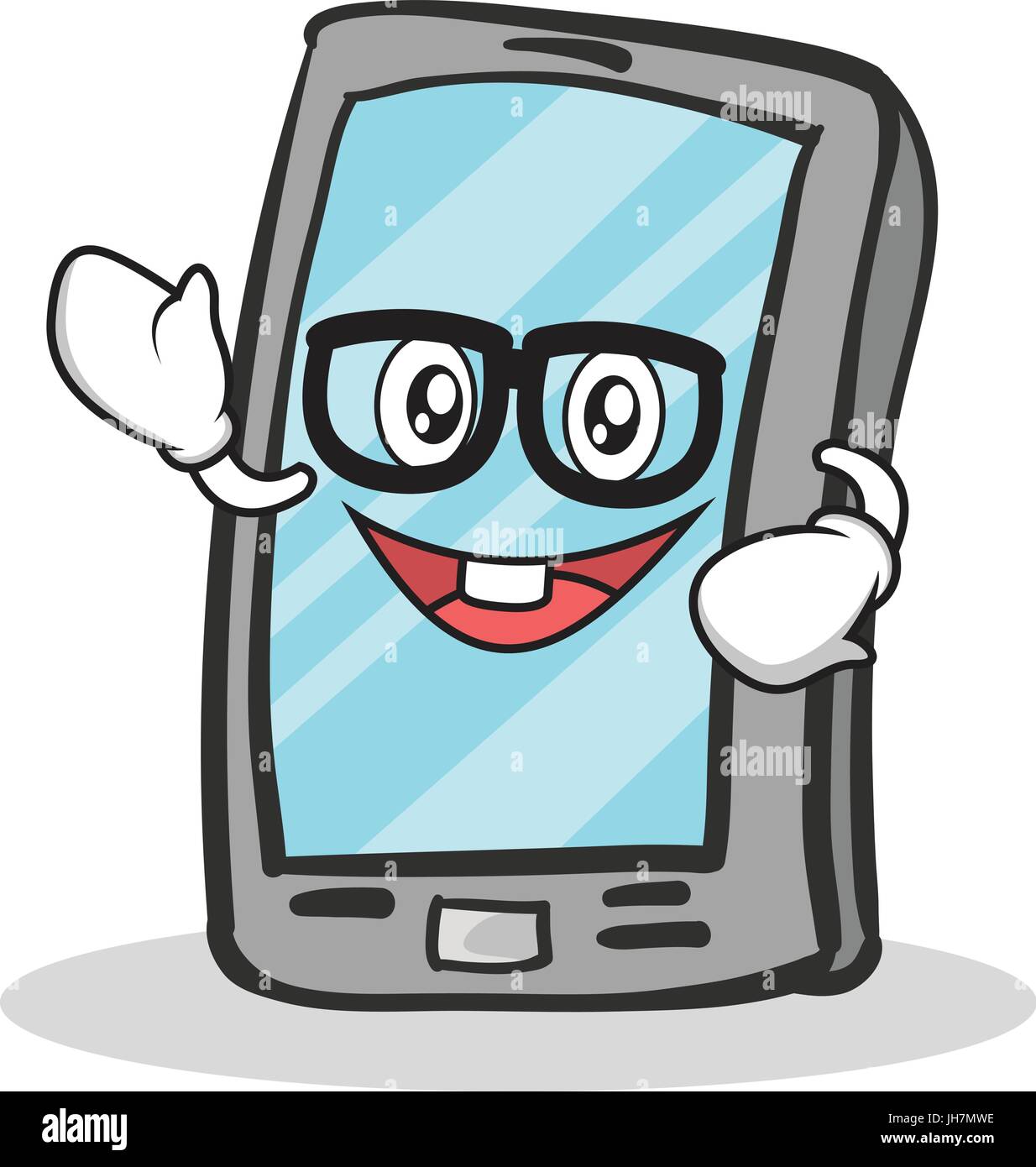 Geek face smartphone cartoon character Stock Vector Image & Art - Alamy