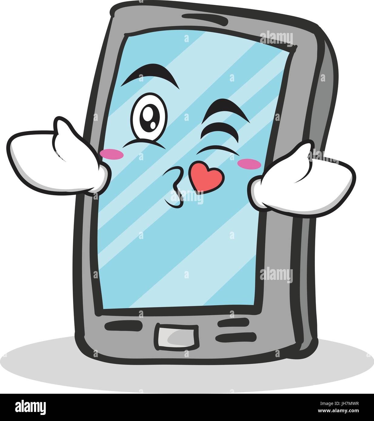 Kissing face smartphone cartoon character Stock Vector Image & Art - Alamy