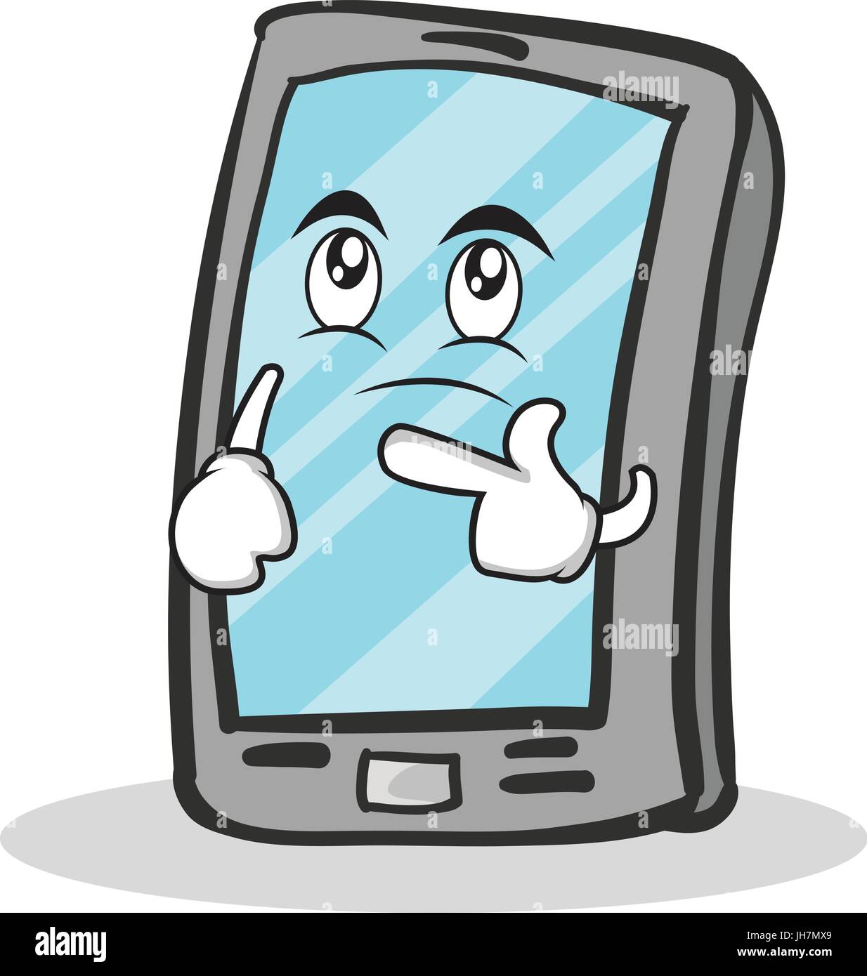 Thinking face smartphone cartoon hi-res stock photography and images ...