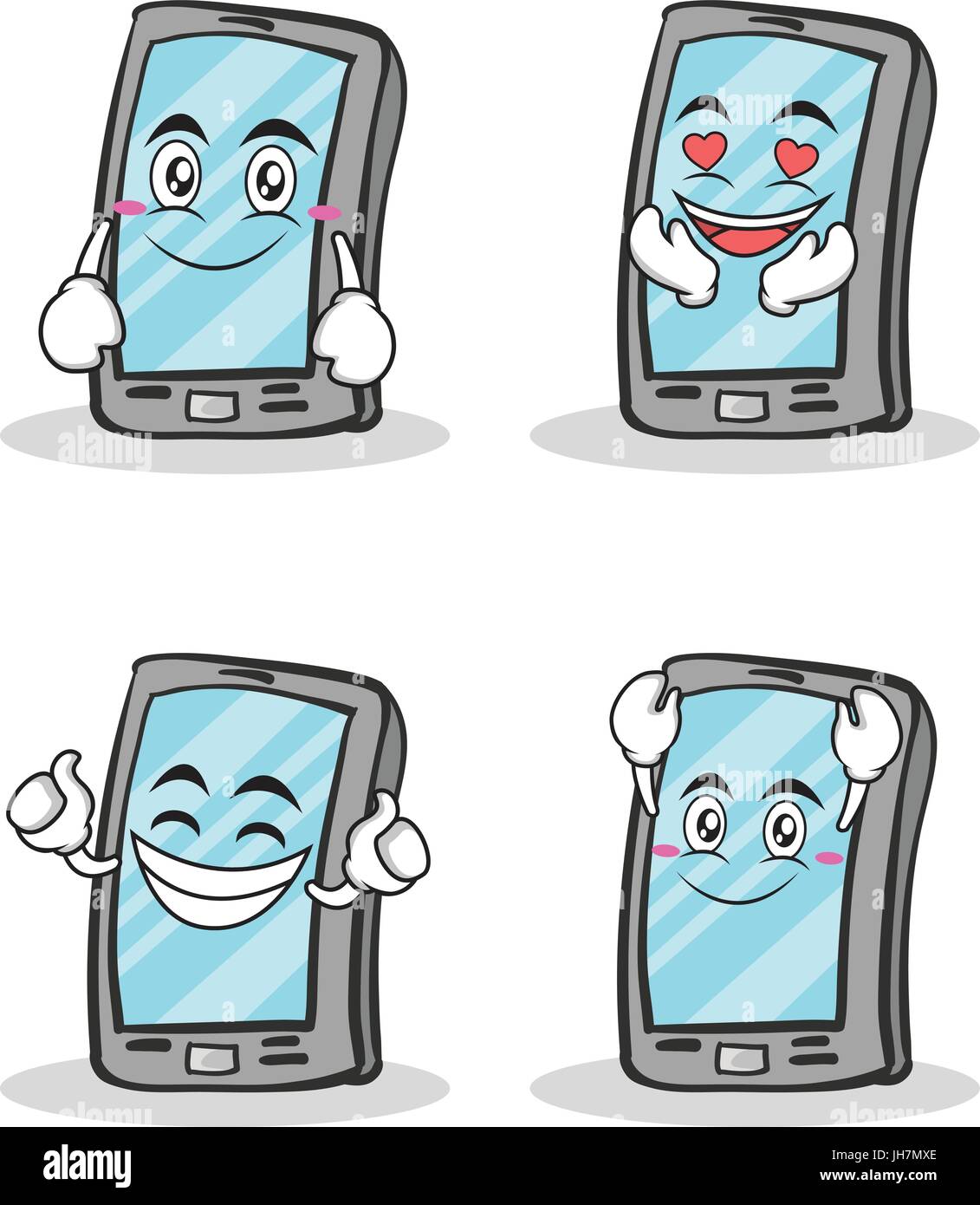 Collection of smartphone cartoon character set Stock Vector Image & Art ...