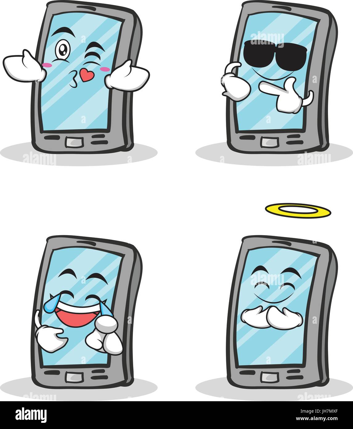 Set smartphone cartoon character collection Stock Vector Image & Art ...