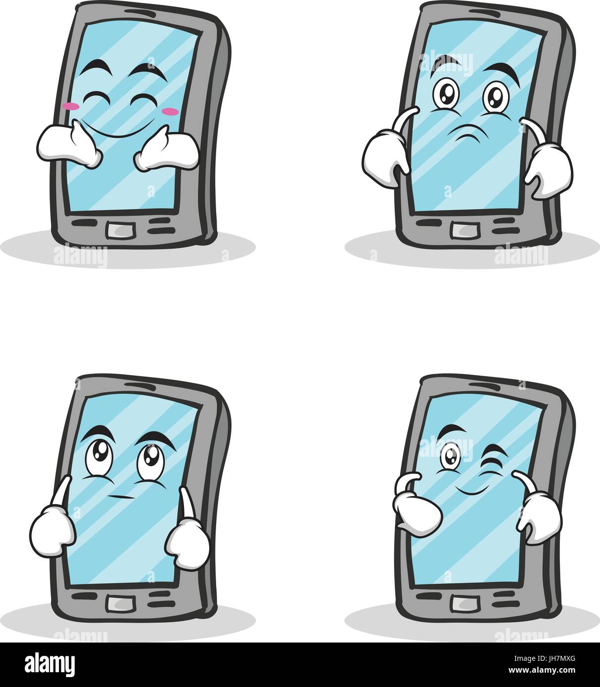 Collection smartphone cartoon character set Stock Vector Image & Art ...
