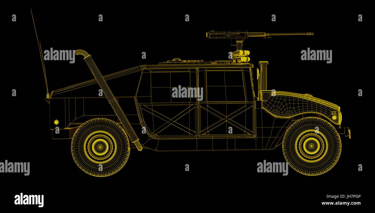 X-ray wire frame render of game Humvee Stock Photo - Alamy