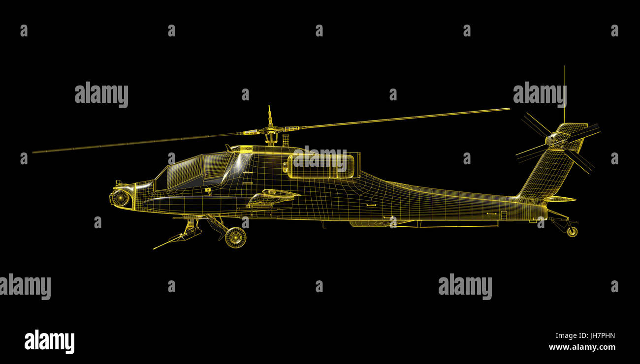 X-ray wire frame render of game helicopter Stock Photo - Alamy