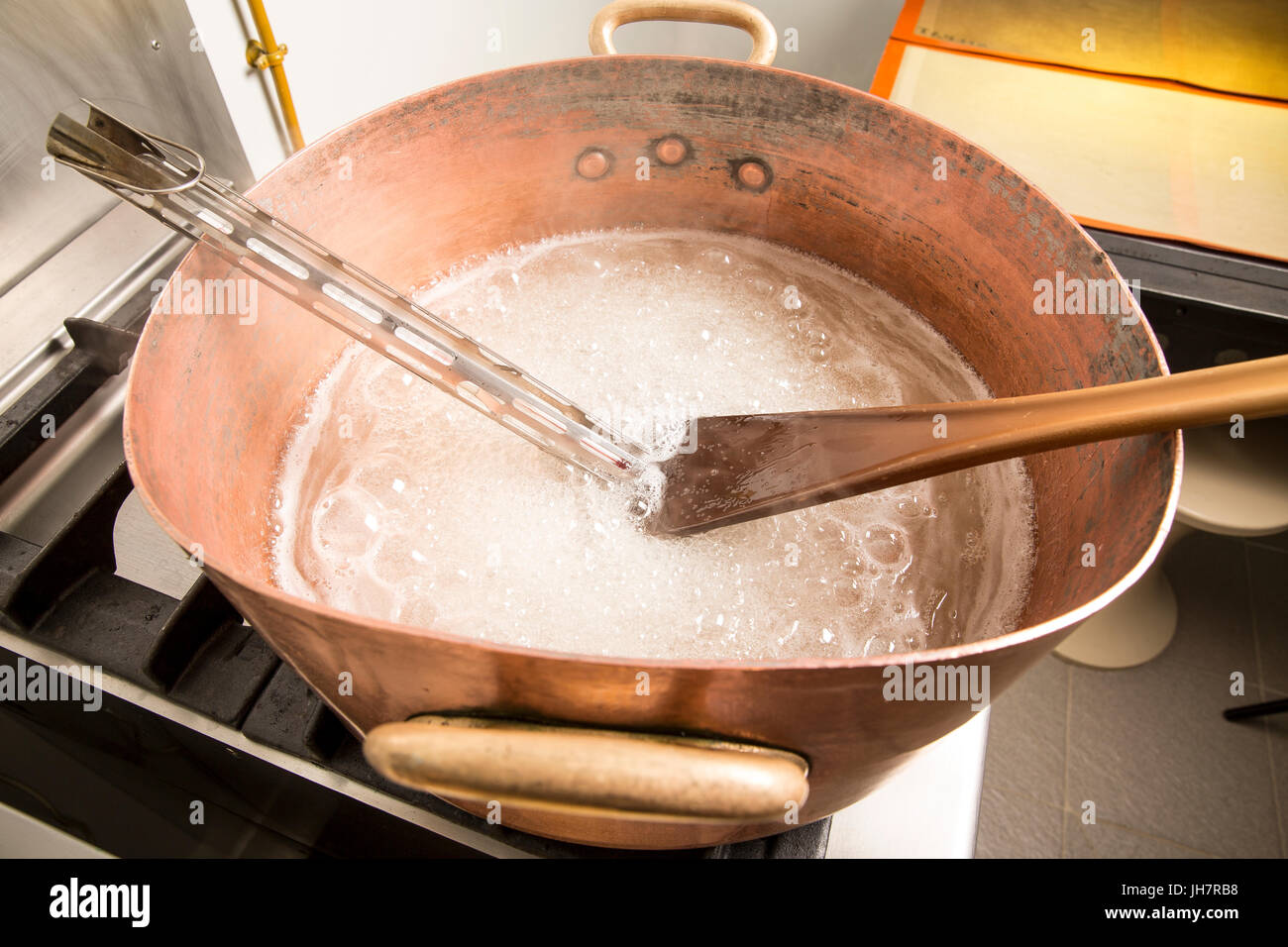 Factory of the production of delicious caramel candies. First step ...