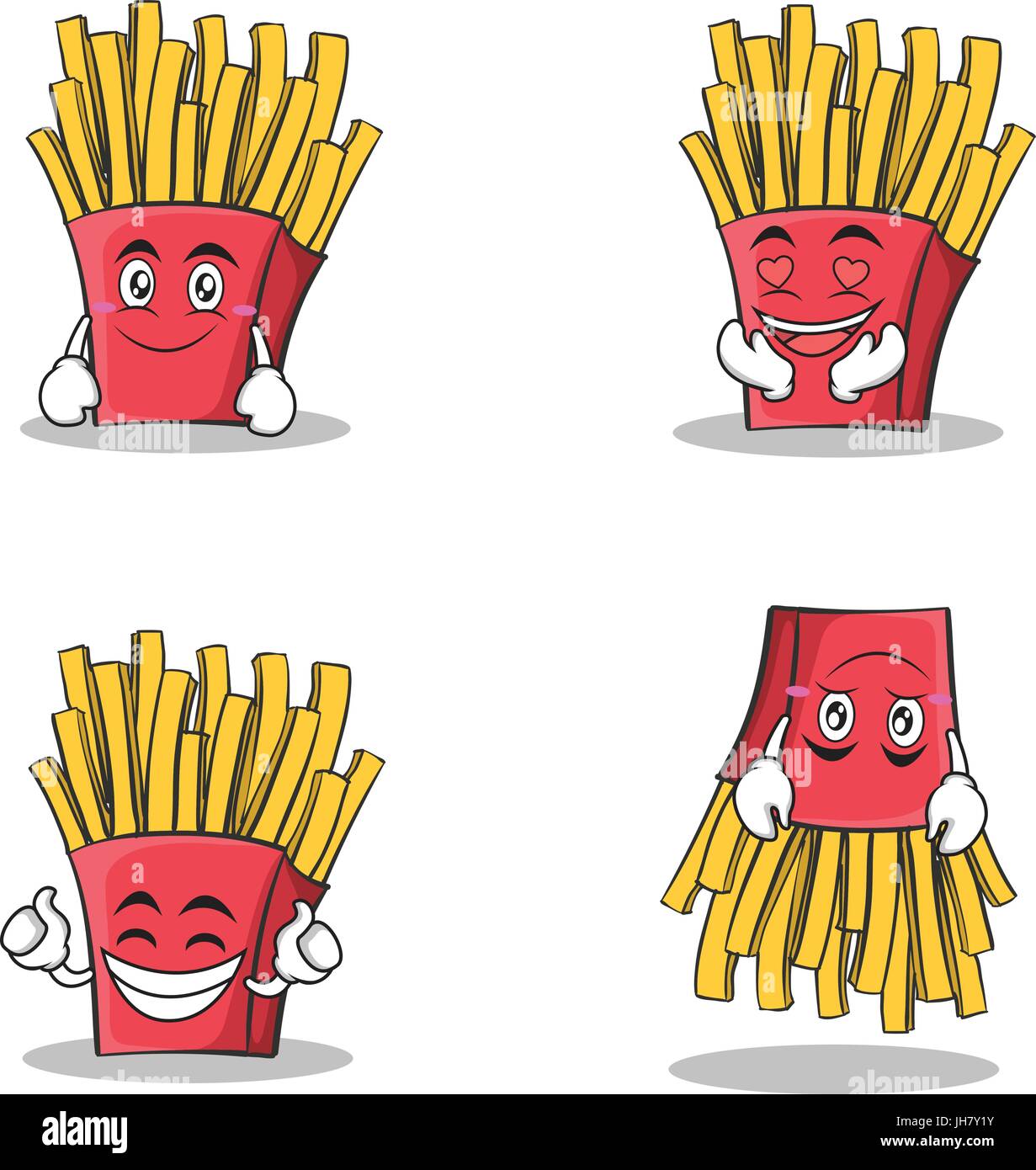 Collection set french fries cartoon character Stock Vector Image & Art ...