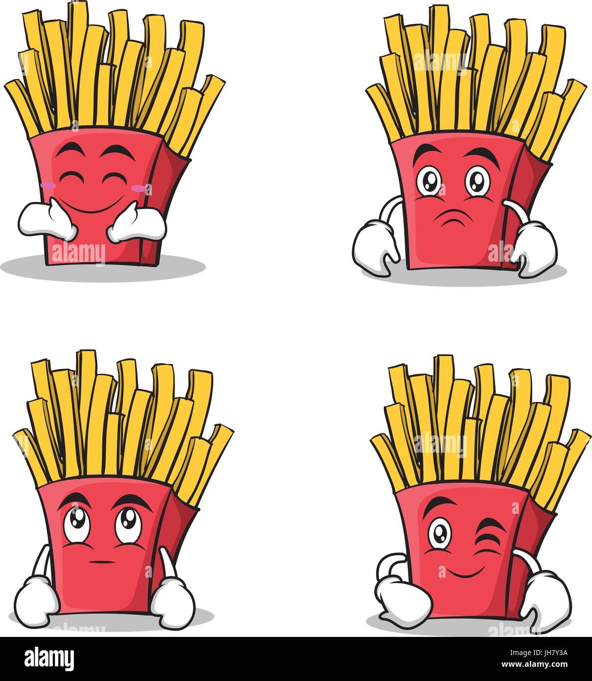 french fries cartoon character set collection Stock Vector Image & Art ...